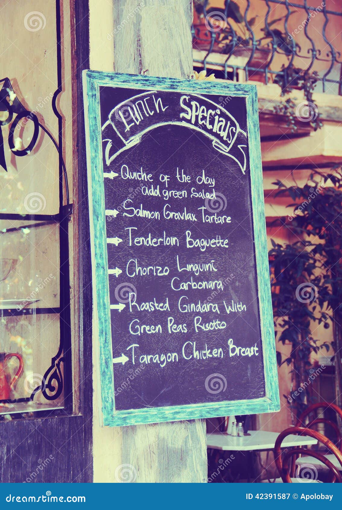 Board with the Words Menu in the Restaurant. Vintage Effect Stock Image ...