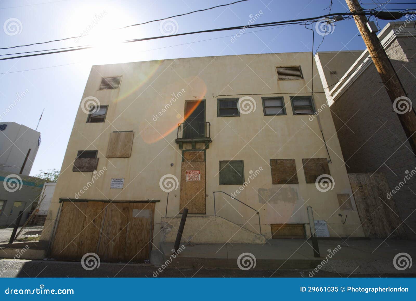 Boarded Up Apartment Building Stock Image - Image of financial, loss ...