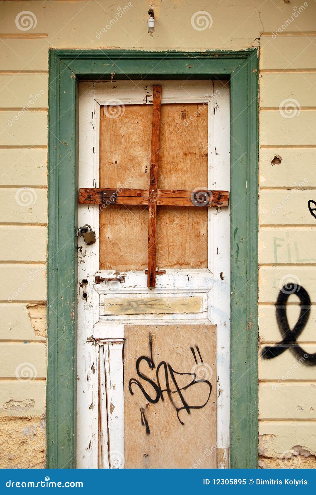 Boarded up door stock image. Image of color, cracked - 12305895