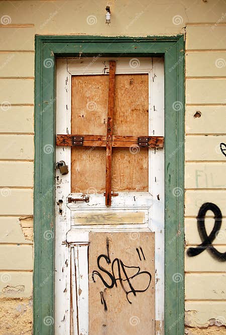 Boarded up door stock image. Image of color, cracked - 12305895