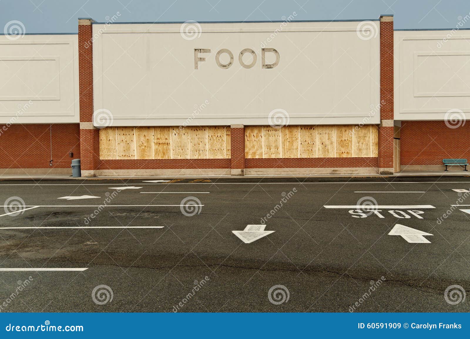 Boarded Up Out of Business Grocery Store at Dusk Stock Image - Image of ...