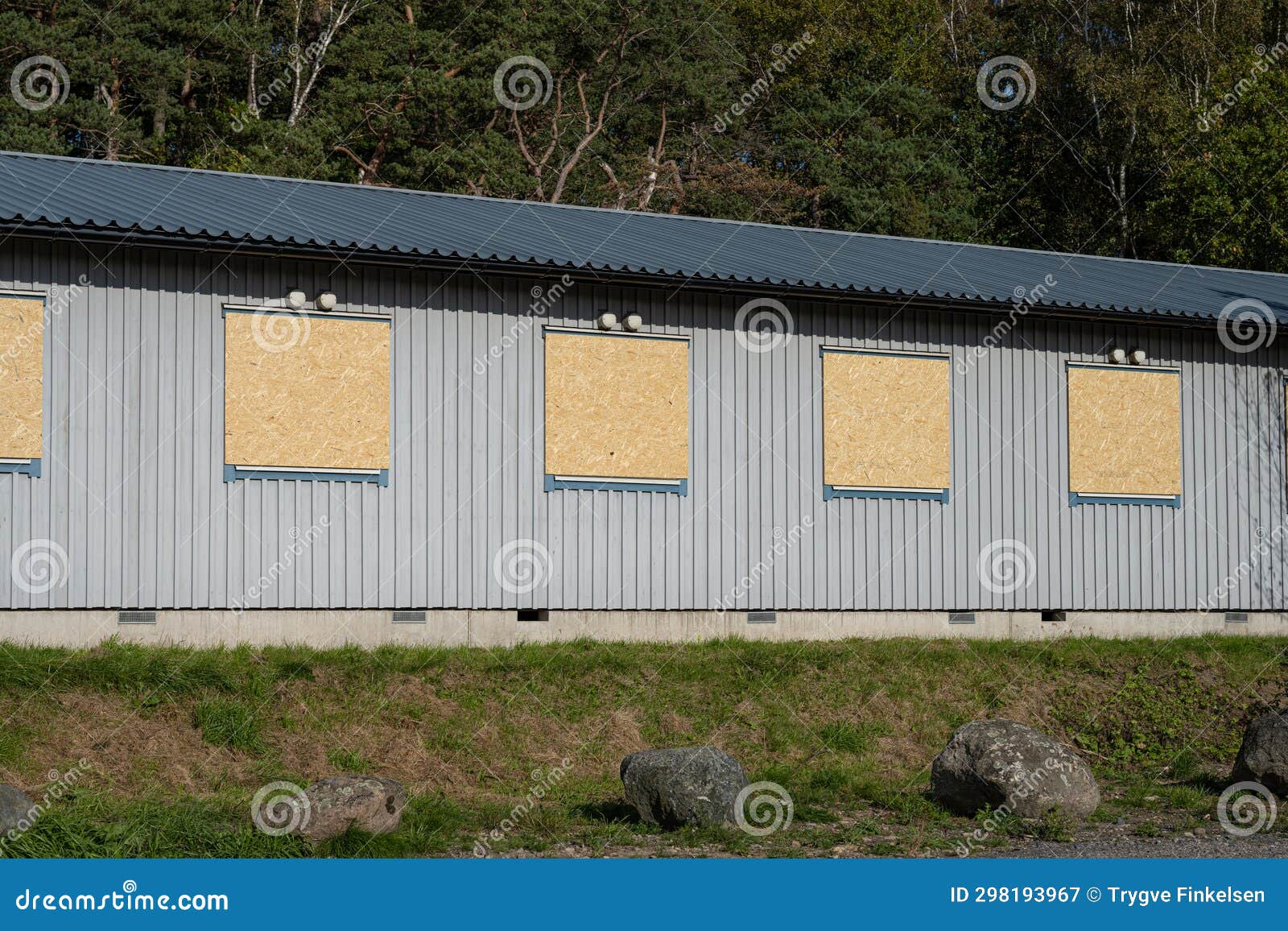 Boarded Up Windows at Light Blue Barracks.. Stock Image - Image of ...