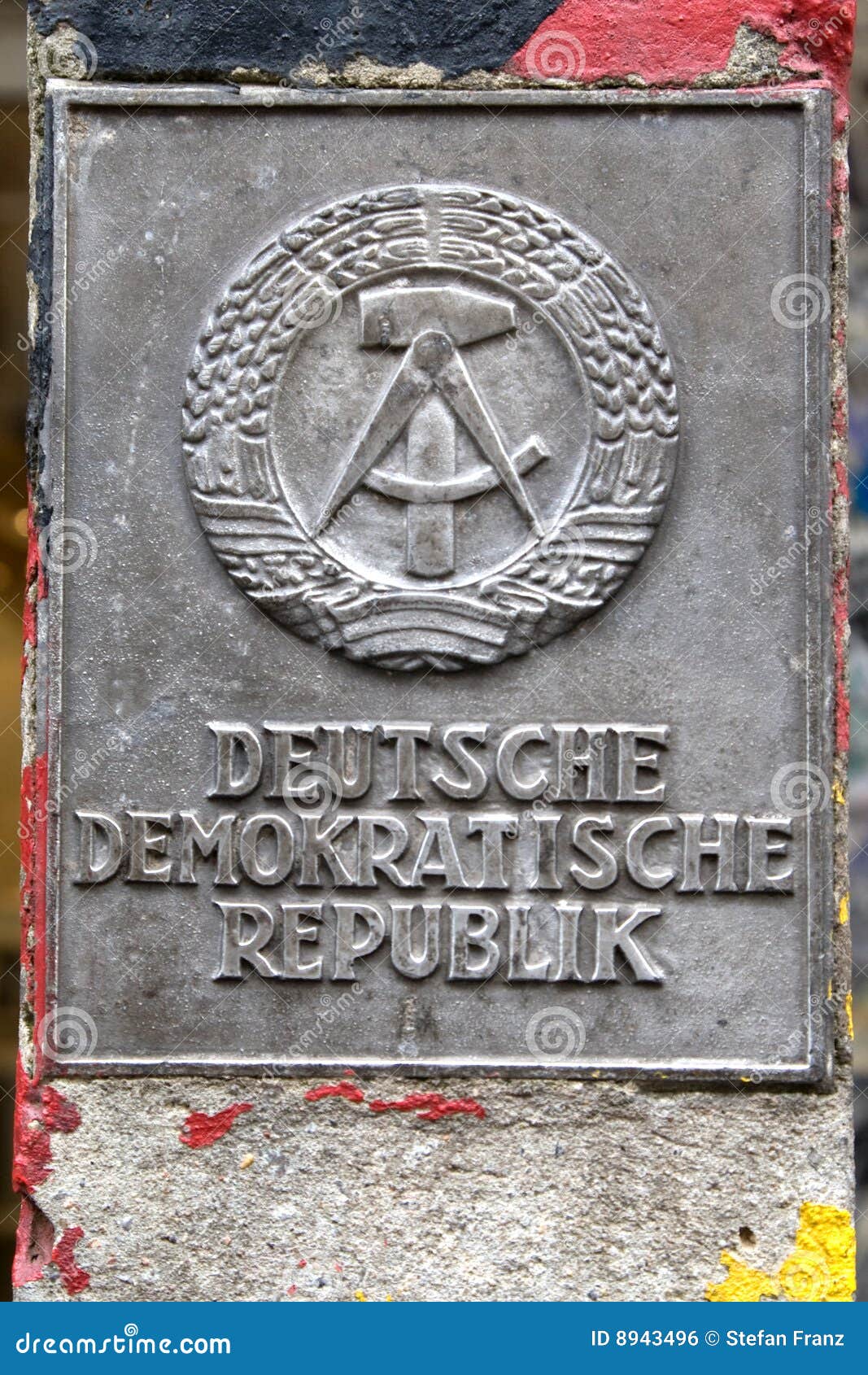 Boarder post of former GDR stock photo. Image of hammer - 8943496