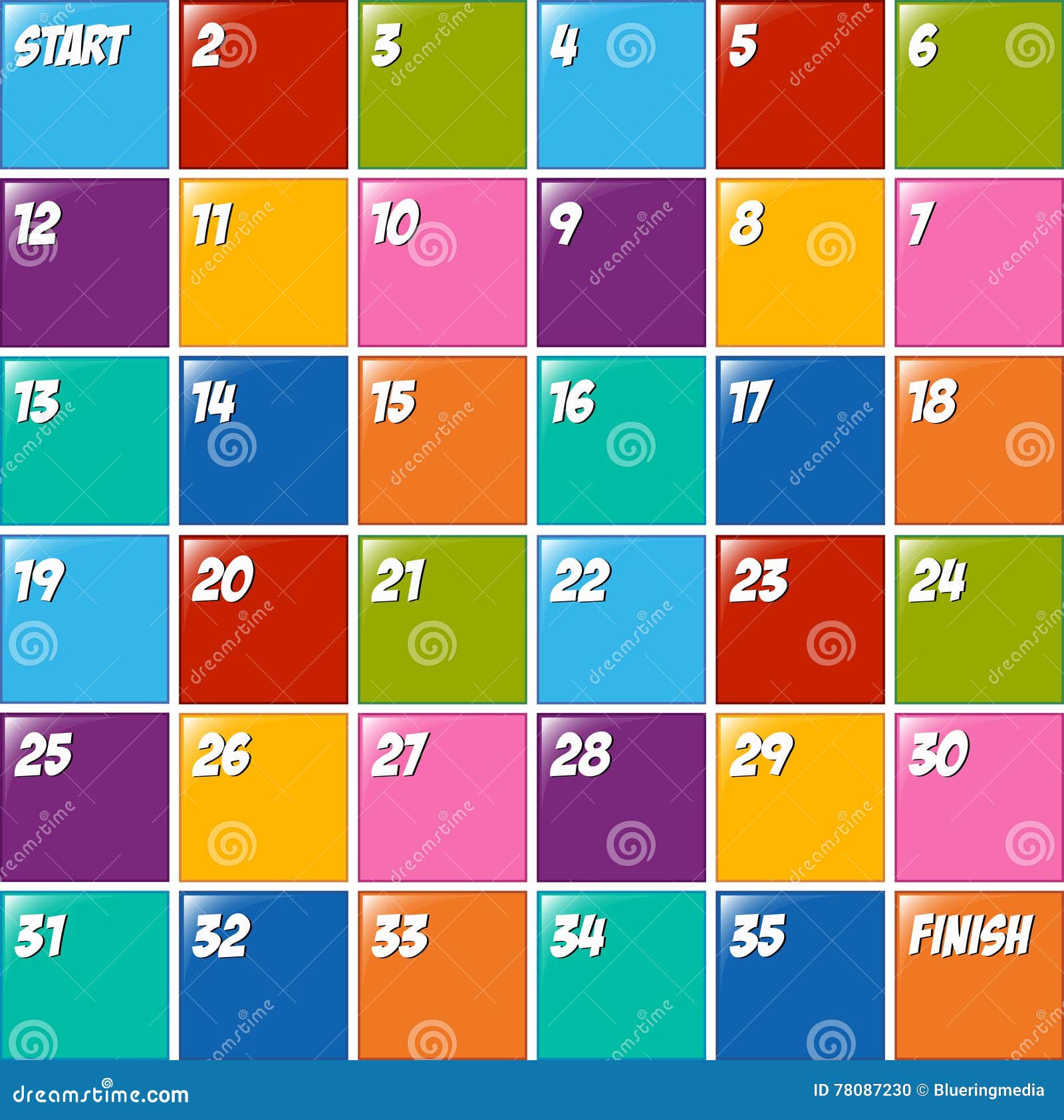 Boardgame Design with Numbers in Blocks Stock Vector - Illustration of ...