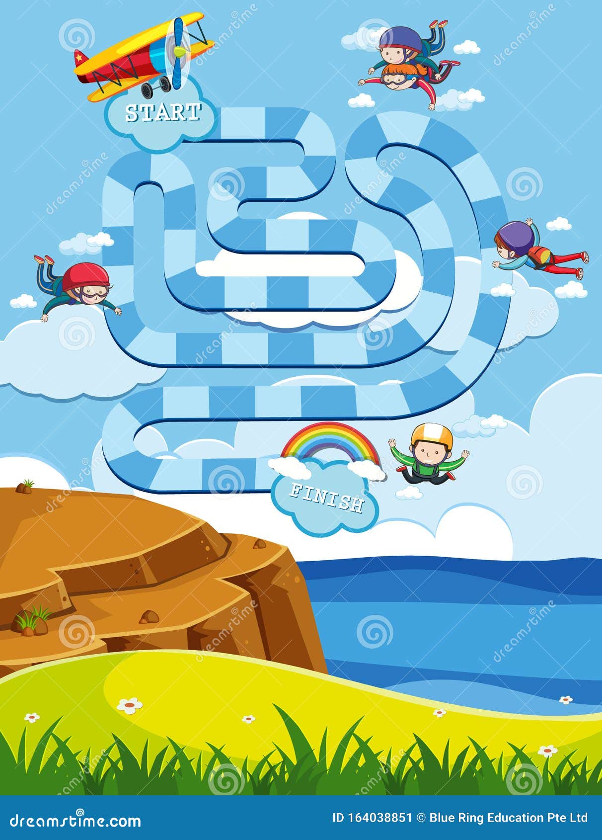 Boardgame Design Template with Skydivers and Plane Stock Vector ...