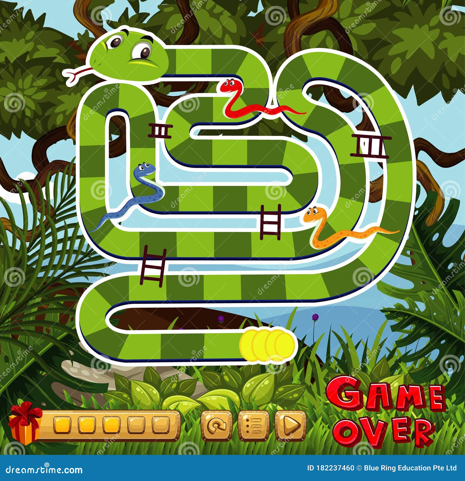 Boardgame Template with Green Forest Background Stock Vector ...