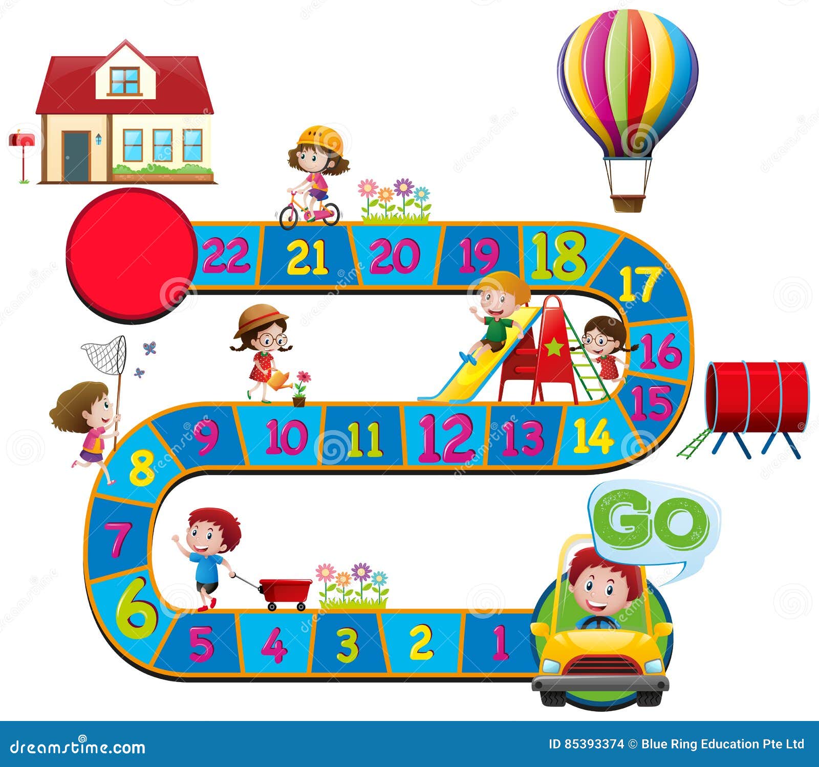 Boardgame Template with Kids in Different Actions Stock Vector ...