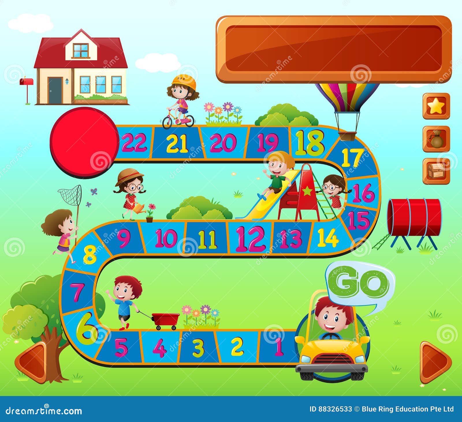 Boardgame Template with Kids Playing Stock Vector - Illustration of ...