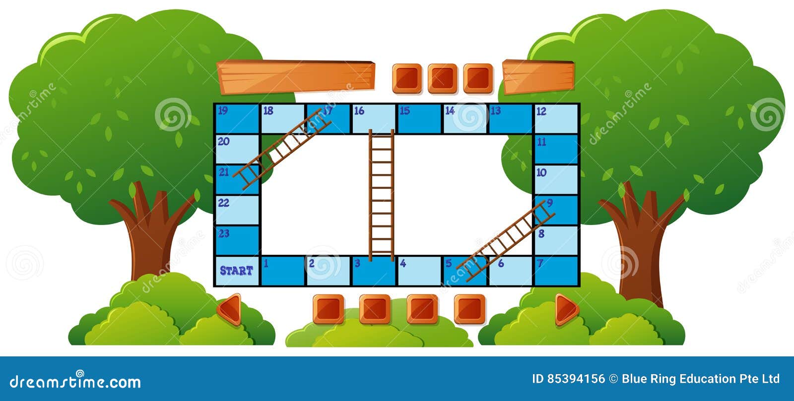 Boardgame Template with Trees in Background Stock Vector - Illustration ...