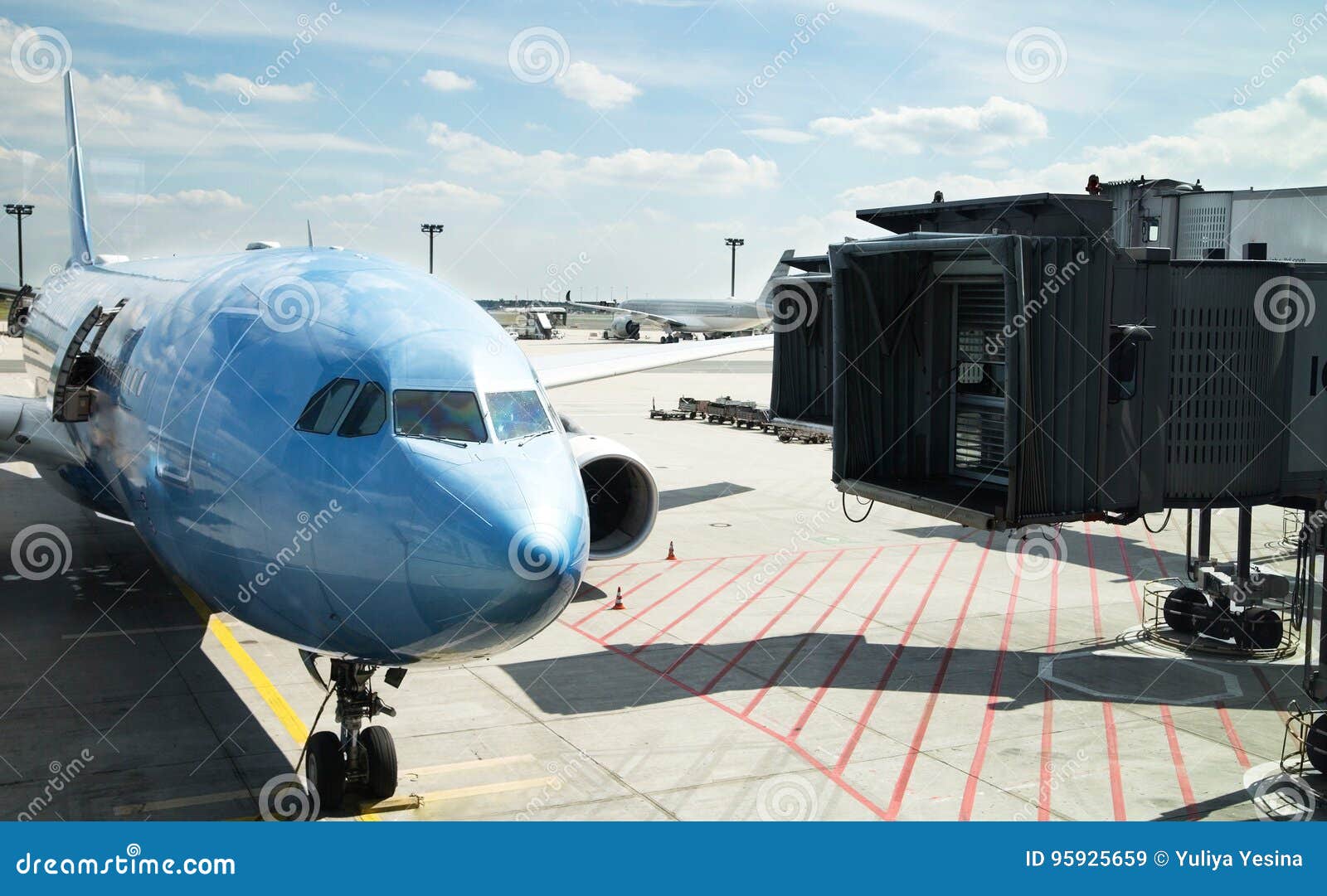 Boarding Bridge and Aircraft Stock Image - Image of commercial ...