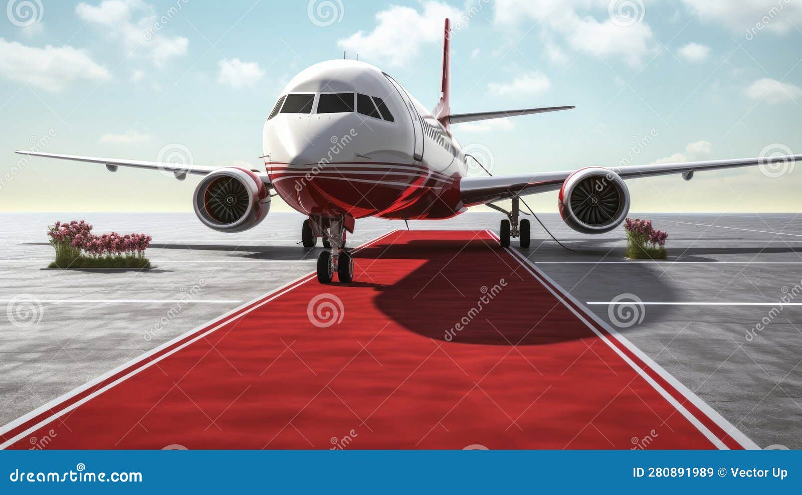 Boarding Commercial Airplane with Red Carpet Presentation. Generative ...