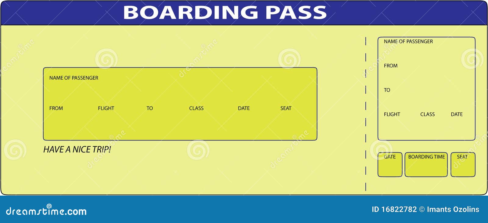 Blank Boarding Pass Template Design Cartoon Vector | CartoonDealer.com ...
