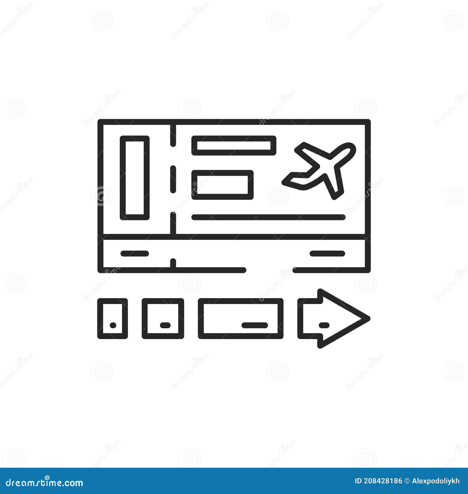 Boarding Pass Color Line Icon. Editable Stroke. Stock Vector ...