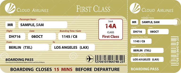 Boarding Pass First Class stock vector. Illustration of plane - 39250946