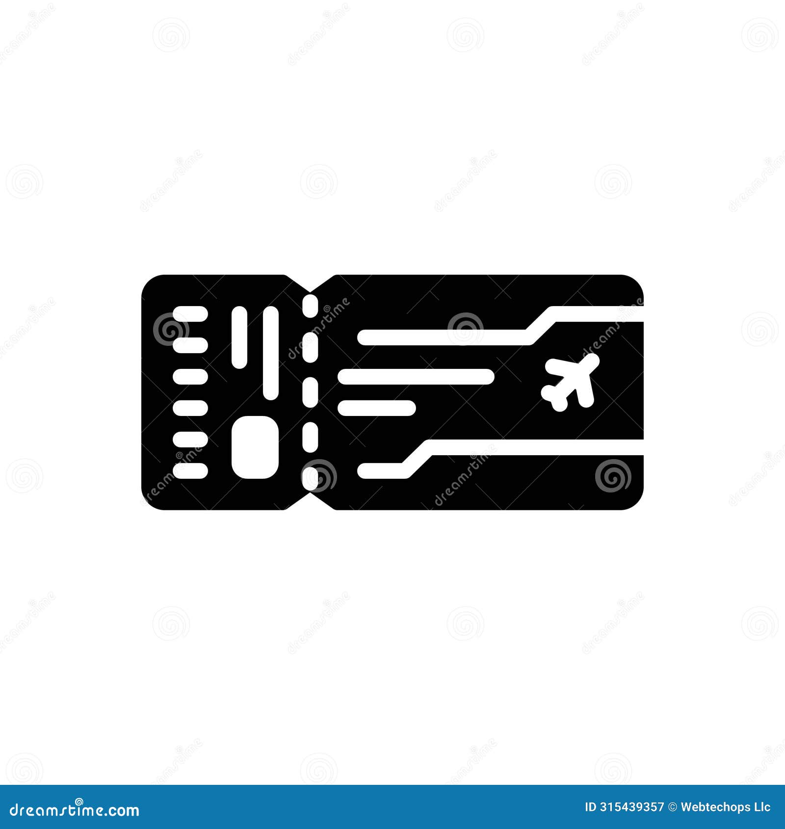 Black Solid Icon for Boarding Pass, Boarding and Travel Stock Vector ...