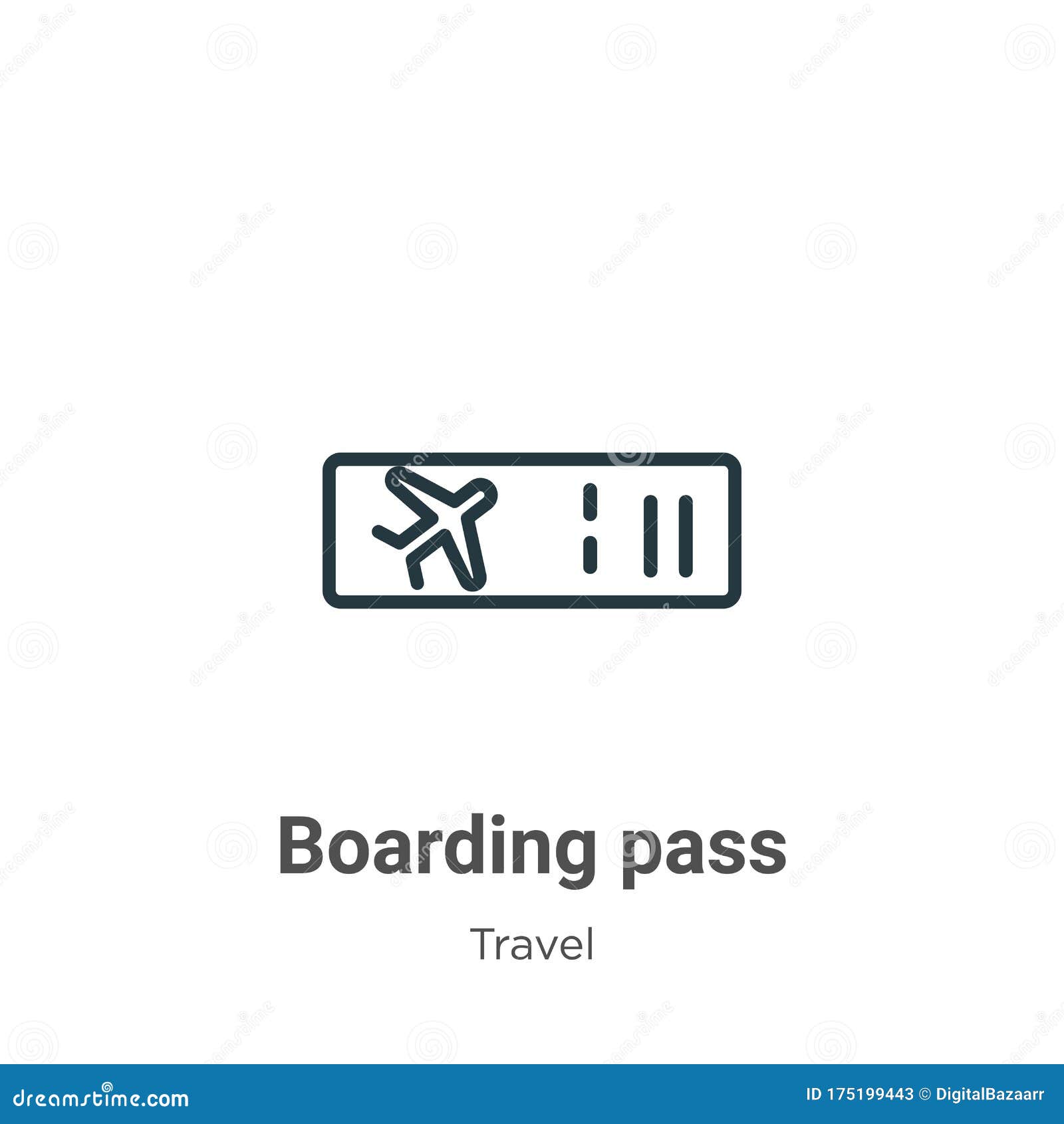 Boarding Pass Outline Vector Icon. Thin Line Black Boarding Pass Icon ...