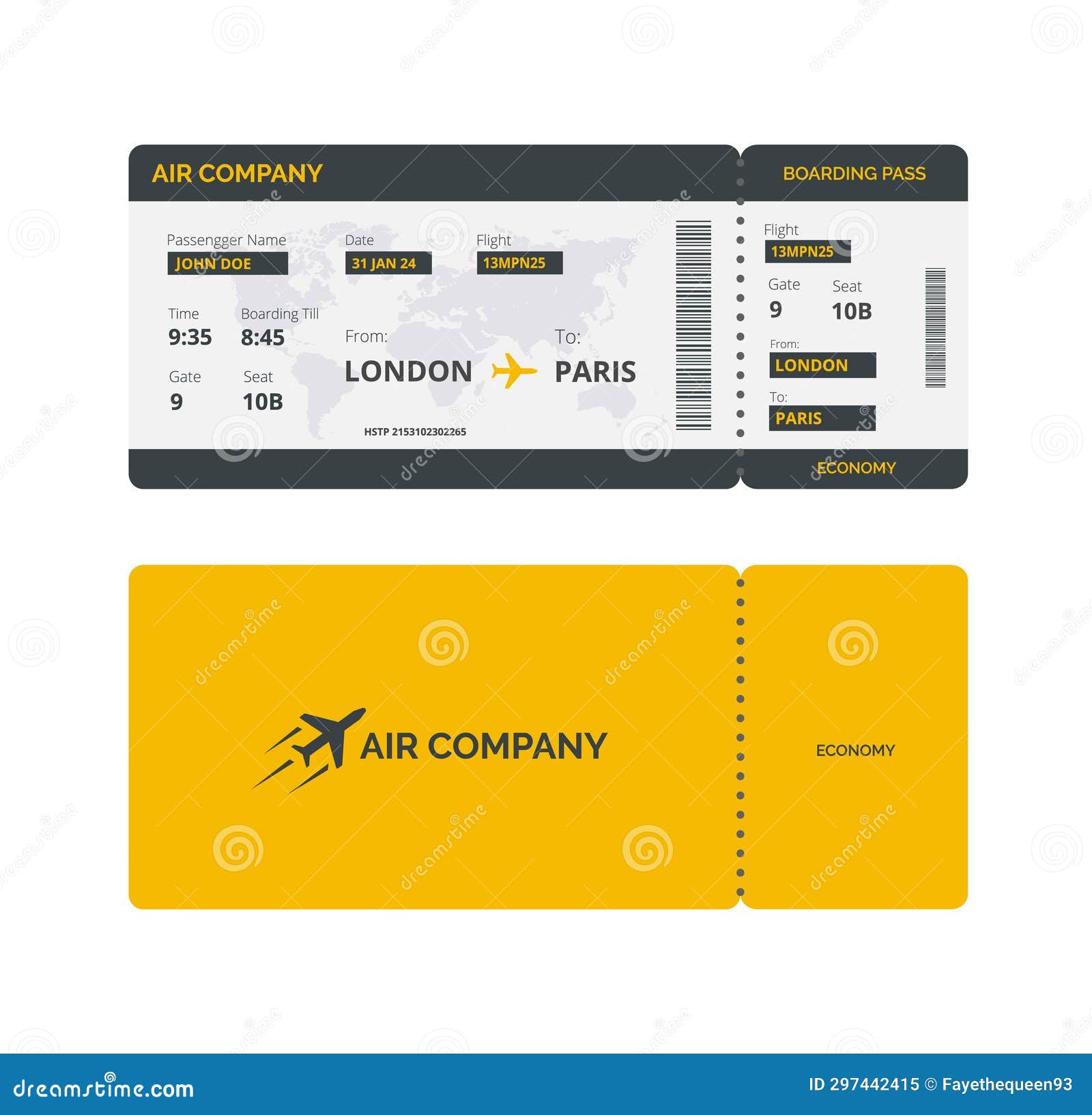 Boarding Pass Template Isolated On White Background Stock Illustration