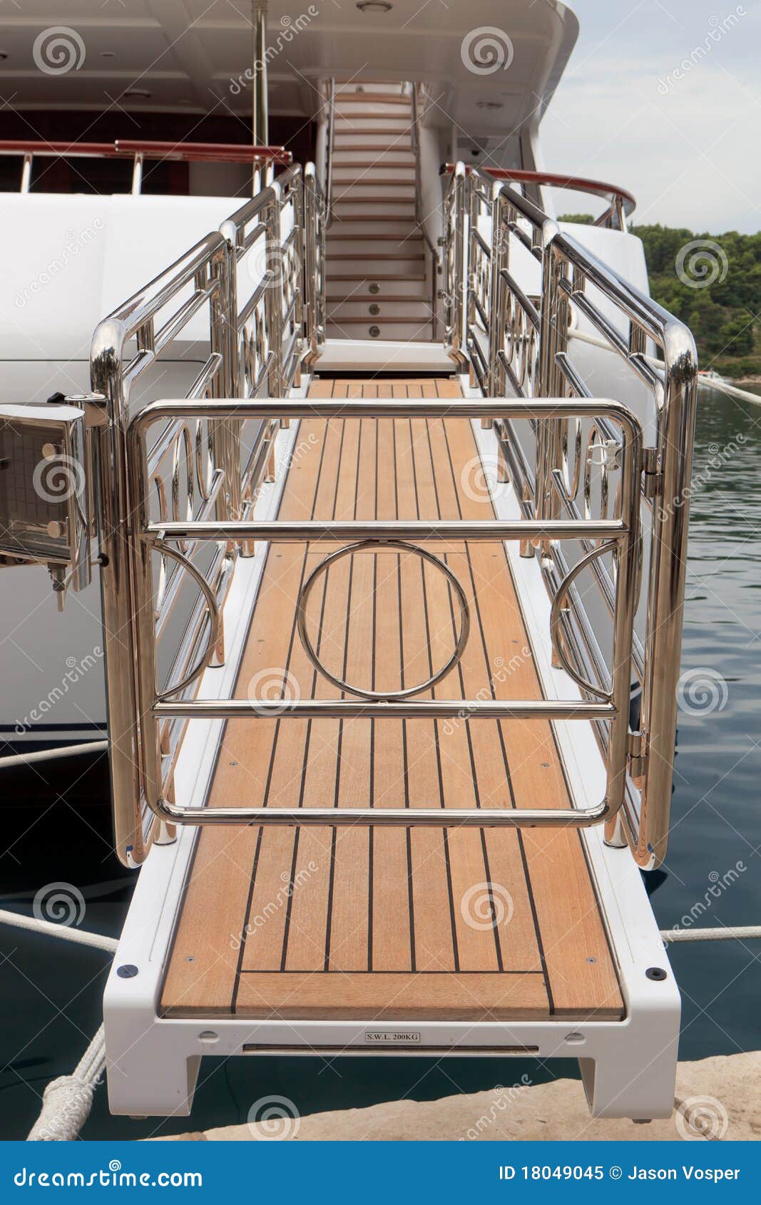 Boarding walkway stock image. Image of silver, yacht - 18049045