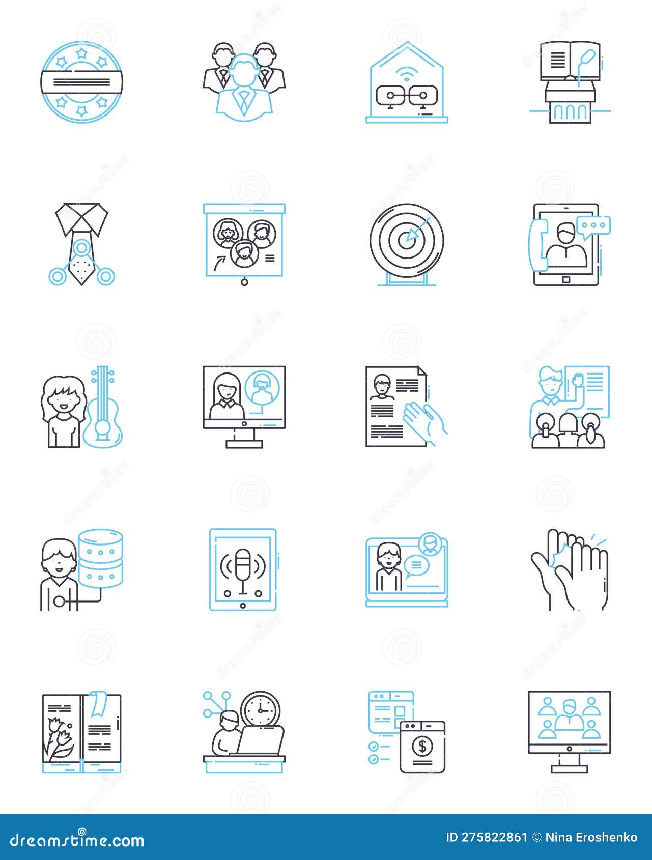 Boardroom Conference Linear Icons Set. Discussion, Strategy, Decision ...