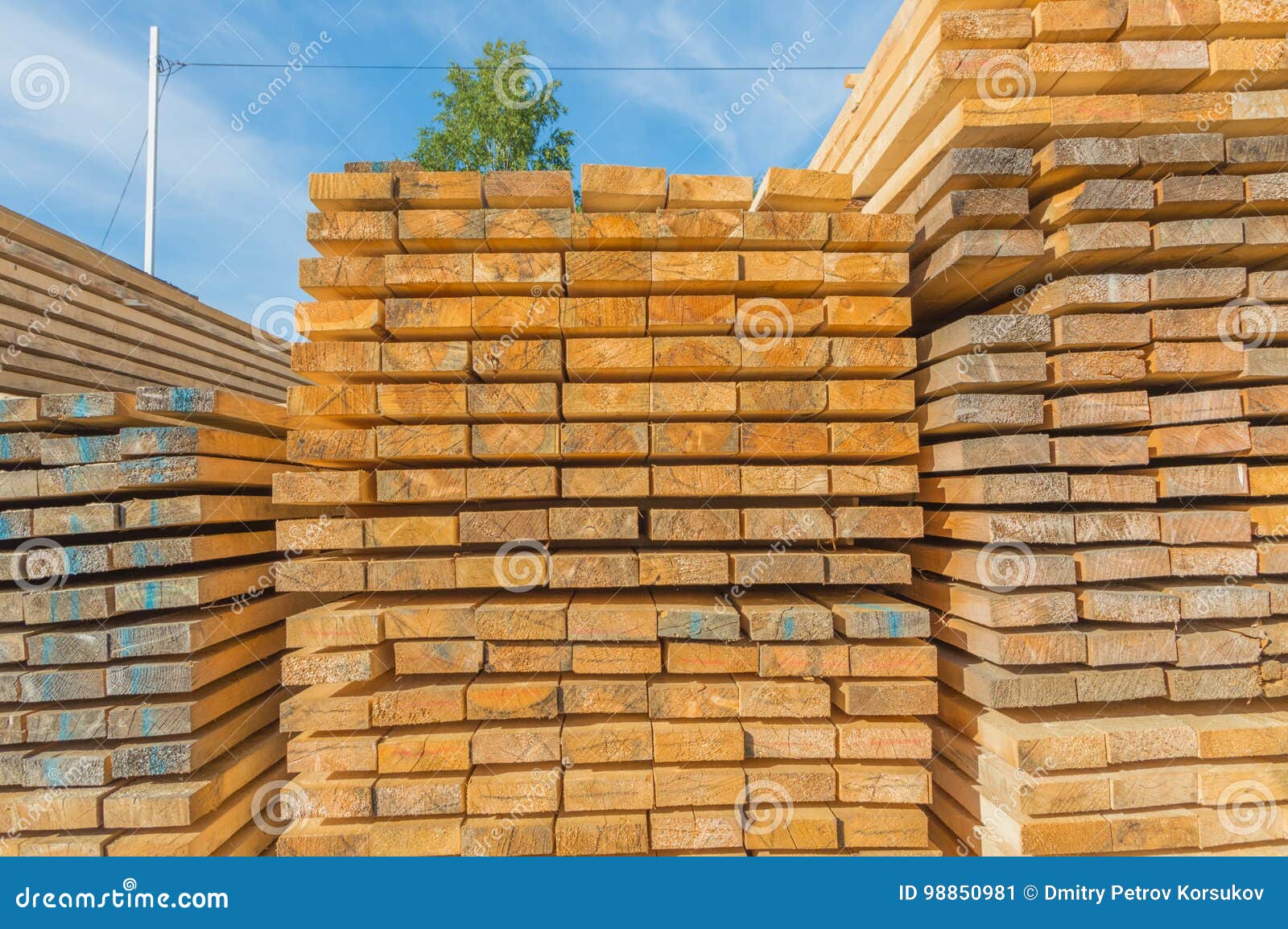 Boards for Building, Stacked in a Pile. Stock Image - Image of ...