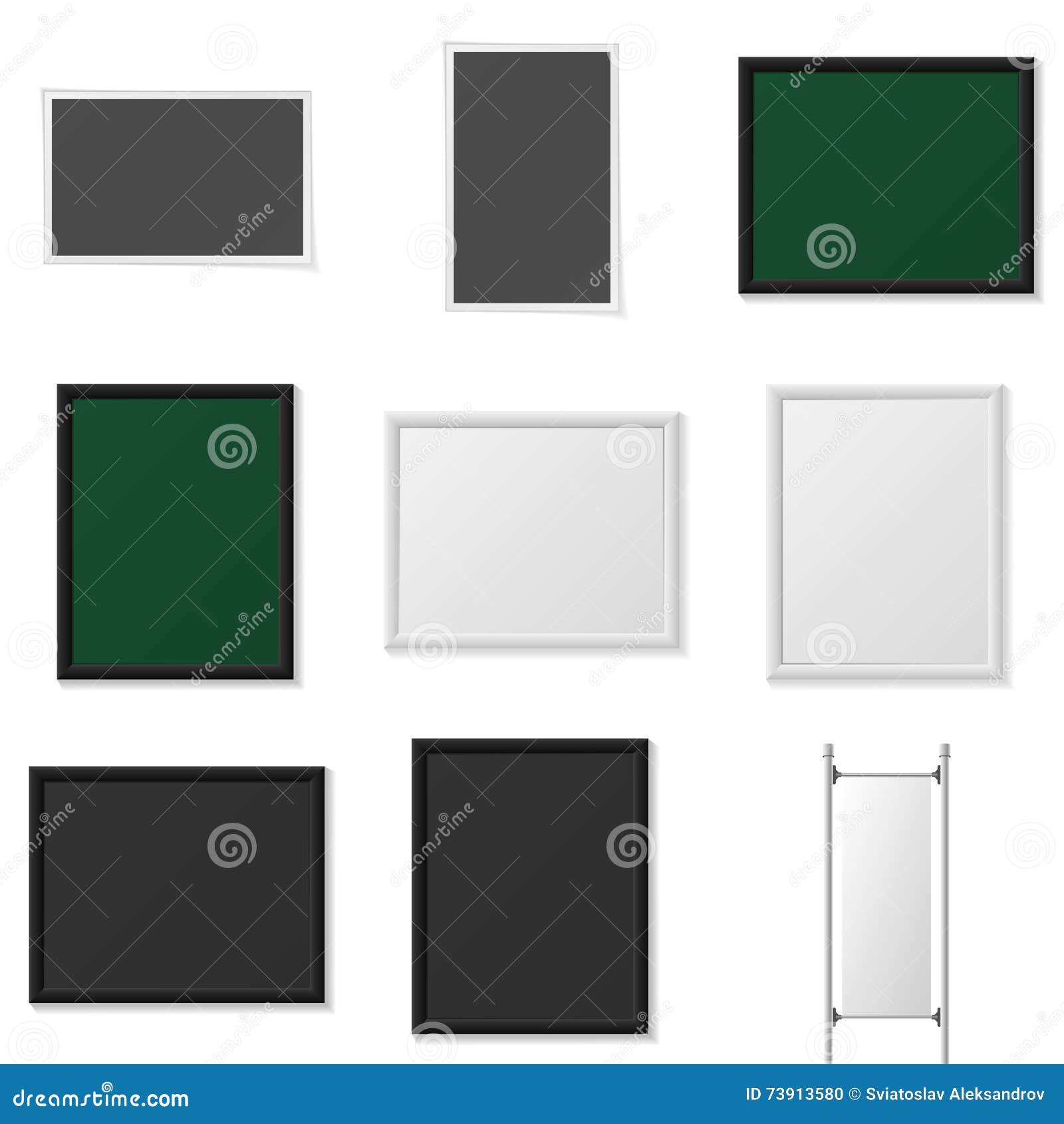 Boards and Frames Realistic Mockup Set Stock Vector - Illustration of ...