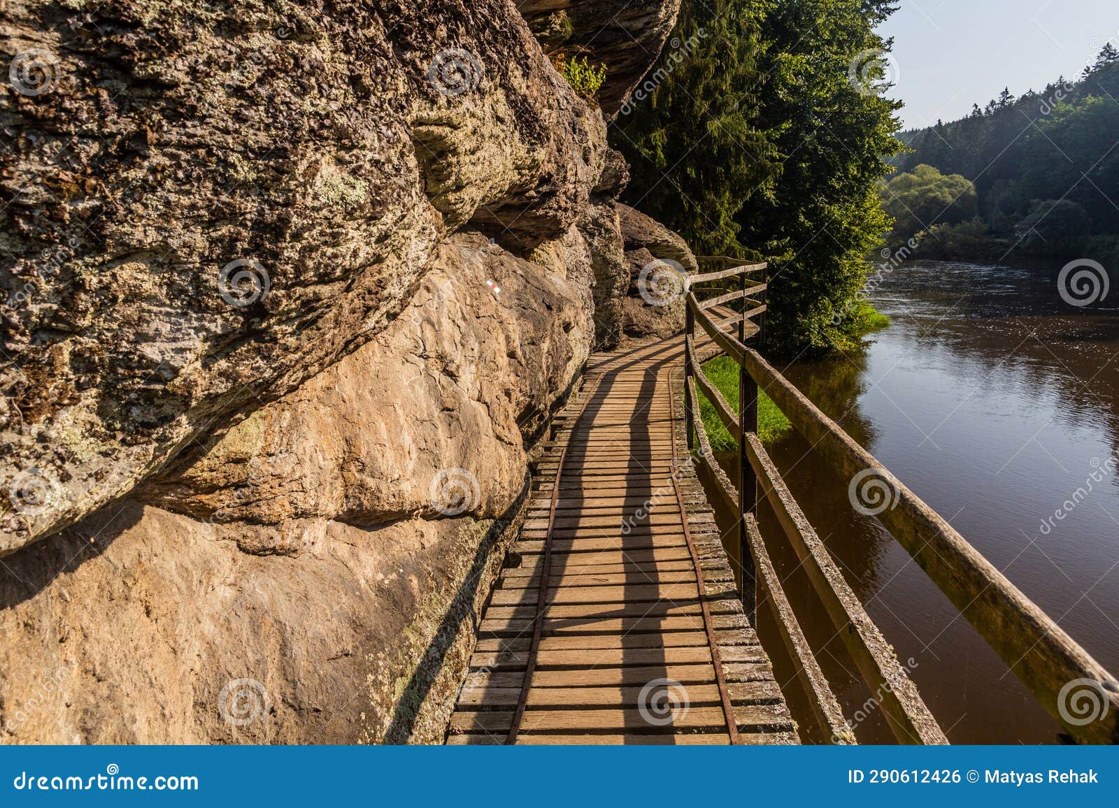 Boardwalk Bridge at Luznice River, Czech Republ Stock Photo - Image of ...