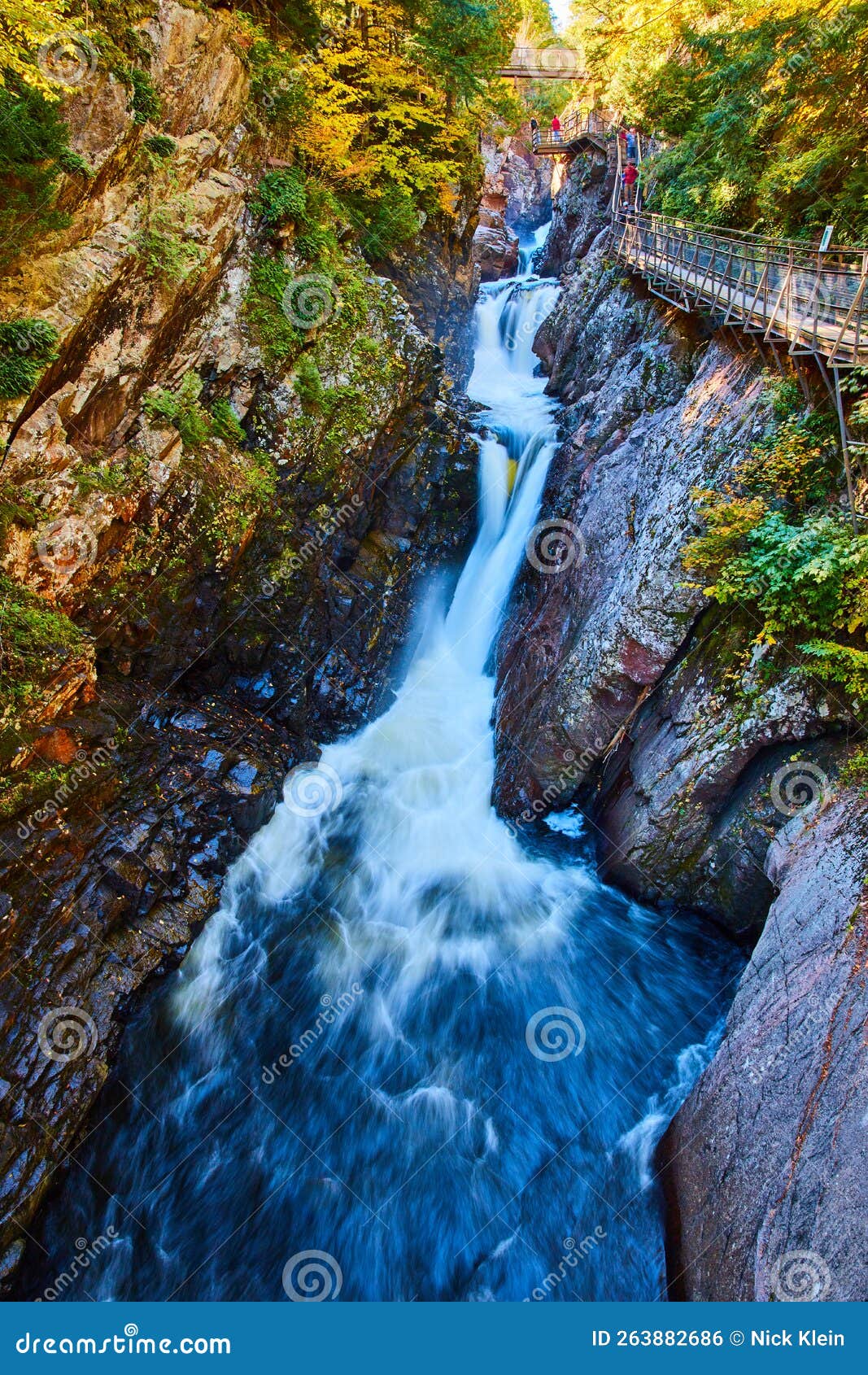 Boardwalk Built into Cliffs Along Huge Gorge with Rapids and Large ...