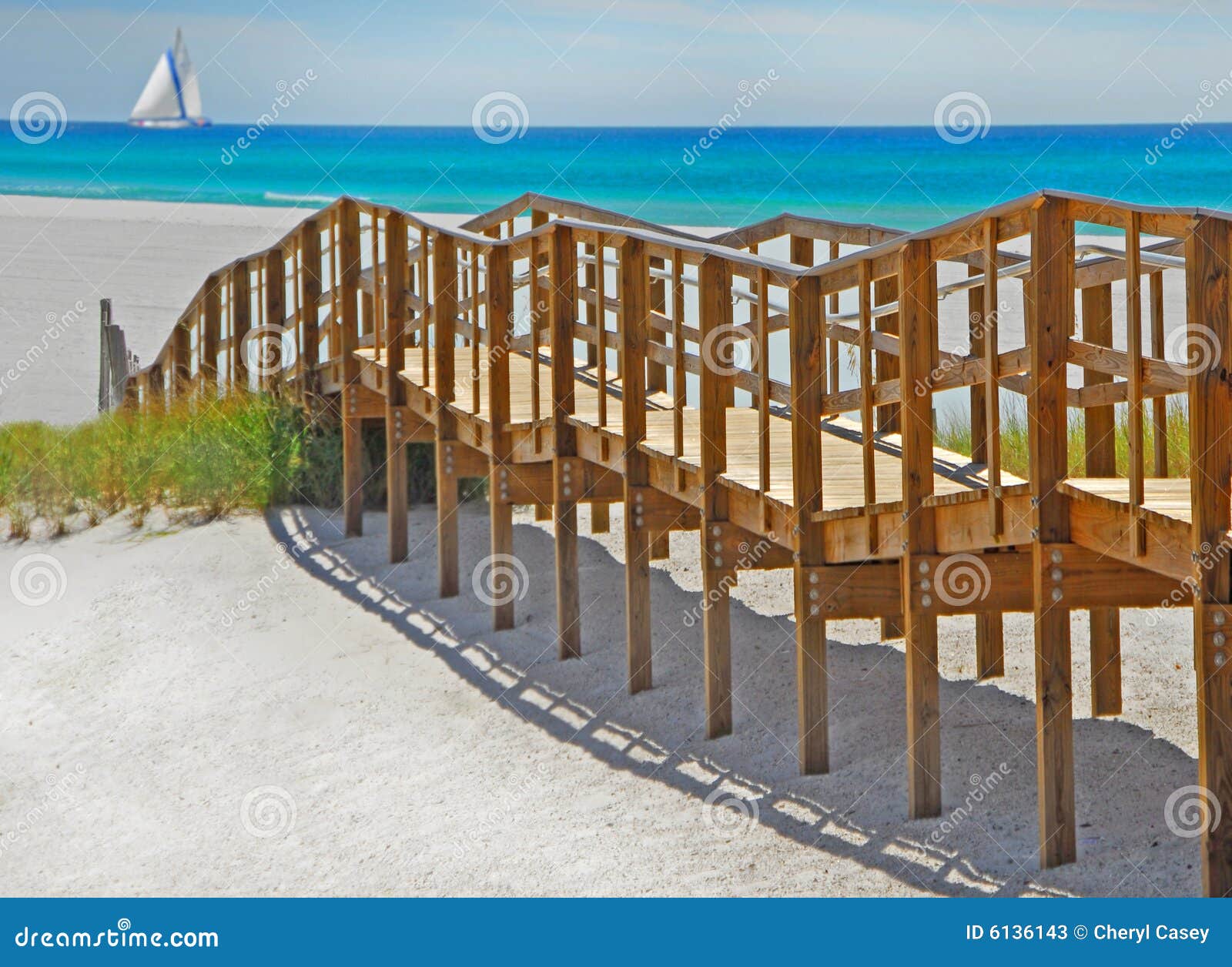 Boardwalk leading to beach stock image. Image of pensacola - 6136143