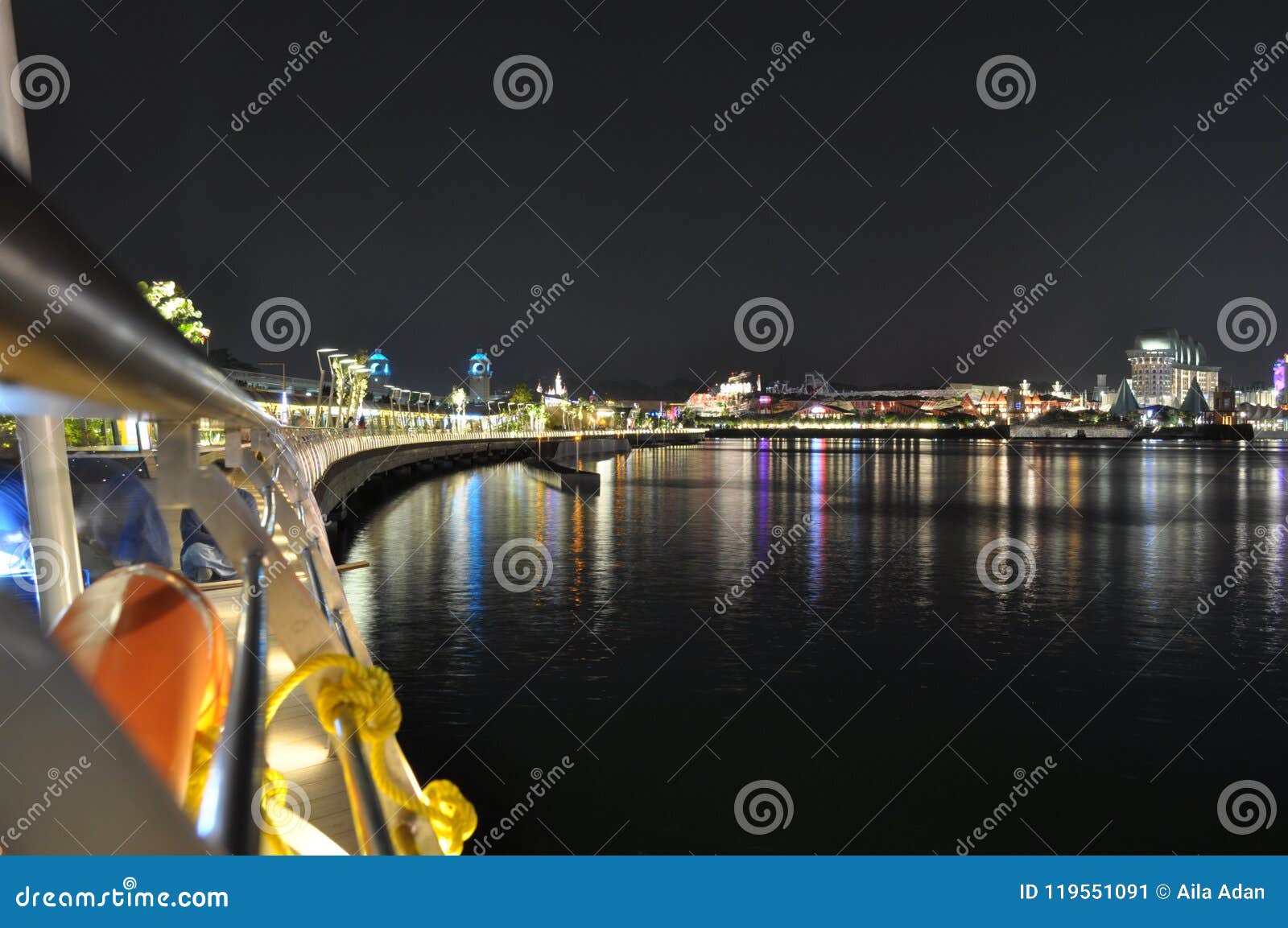 Boardwalk at night stock image. Image of night, architecture - 119551091