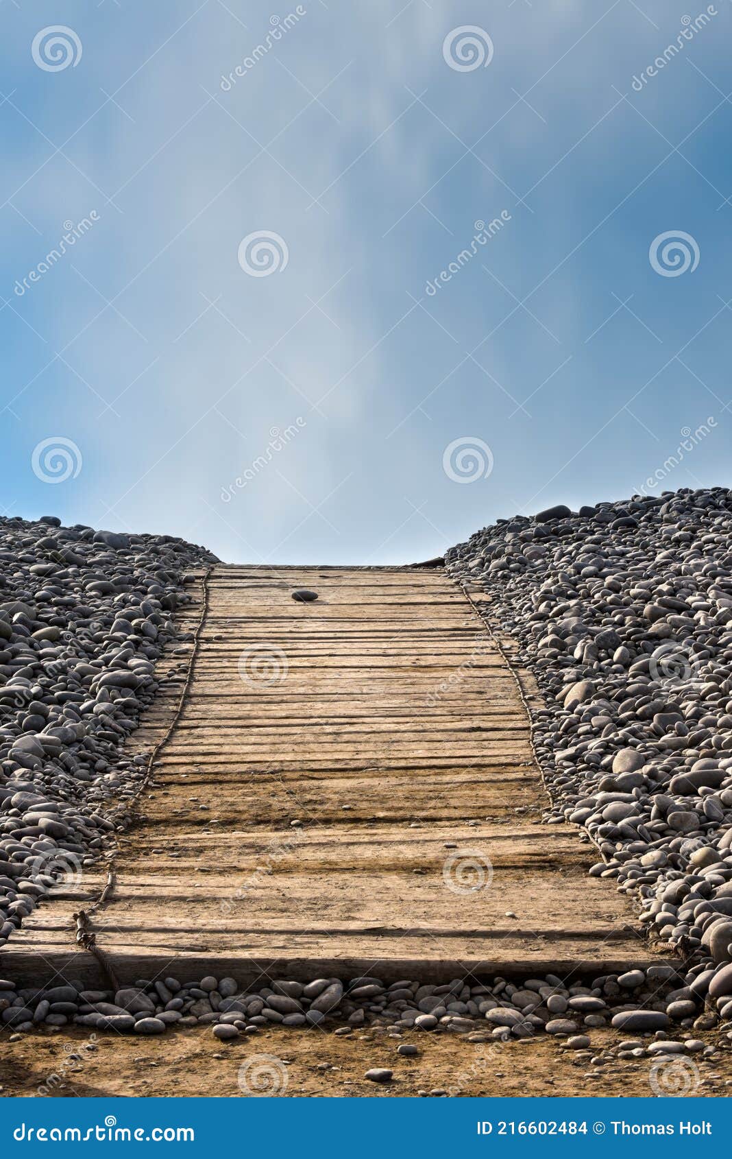 Boardwalk Pathway To a Sandy Beach in Summer with Blue Sky Stock Photo ...