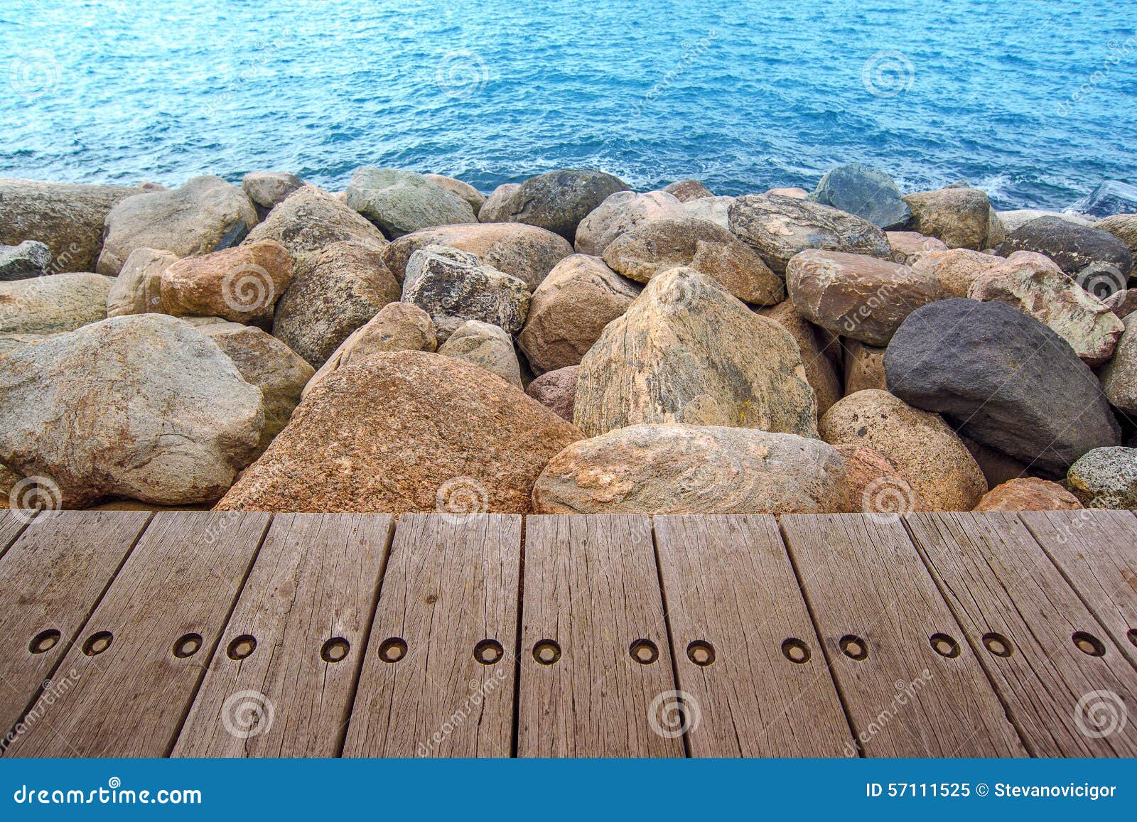 Boardwalk and Rocks at Seashore Stock Image - Image of jetty, rocks ...