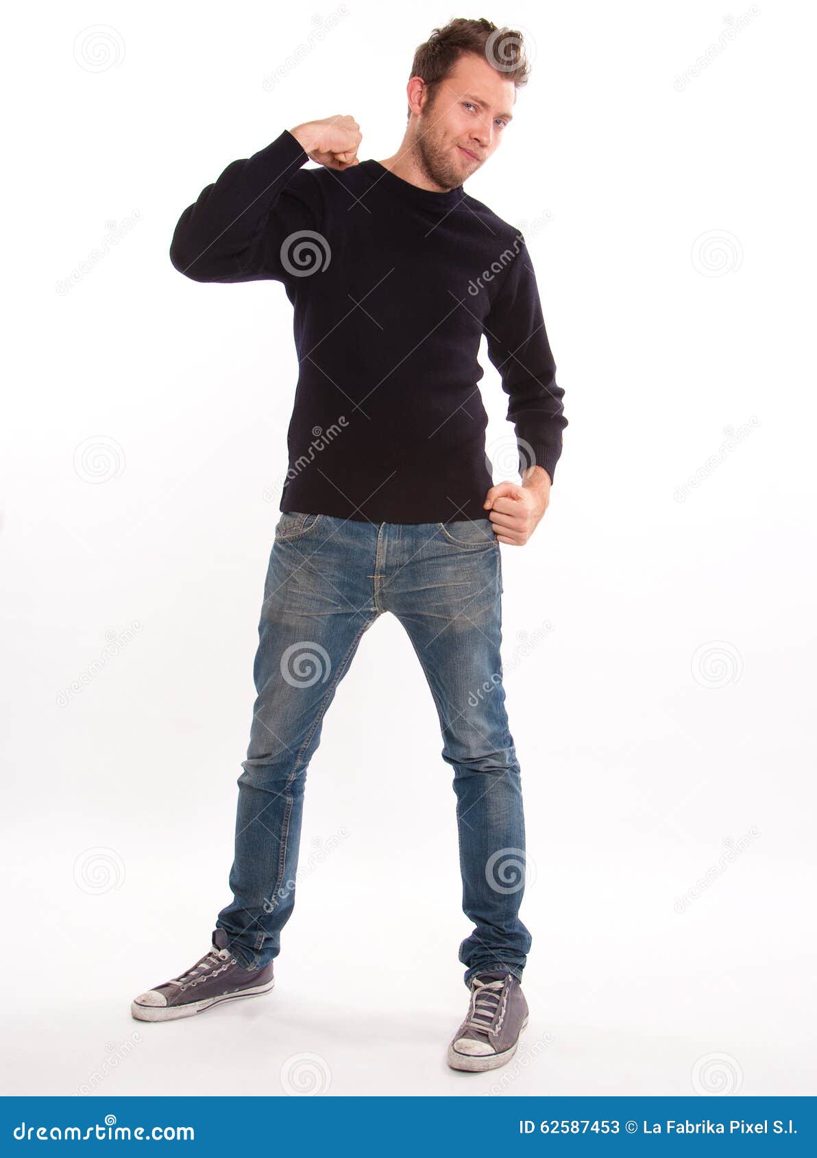 Boasting Young guy stock image. Image of strength, adult - 62587453