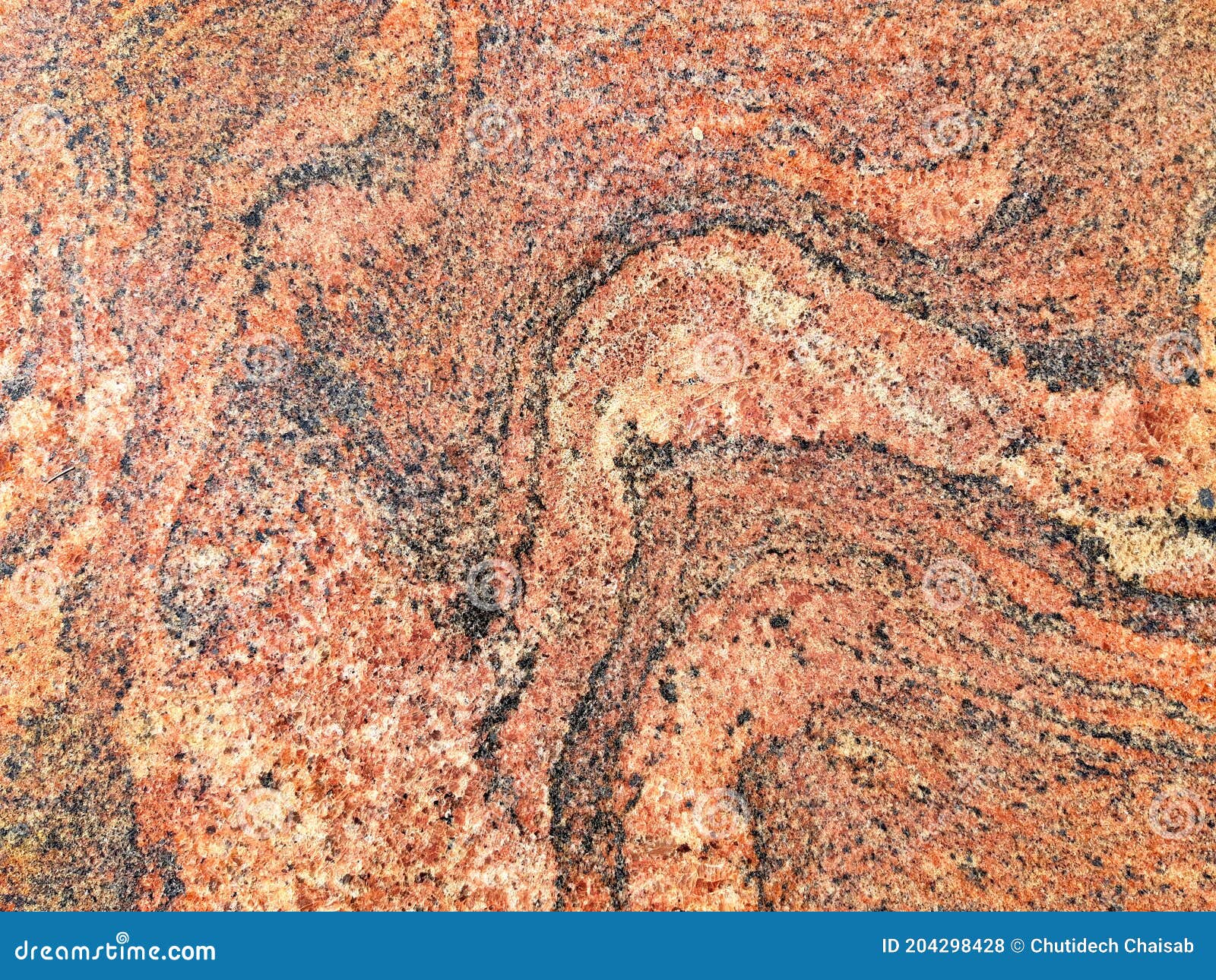 Red Rust Color Facade Stone Wall With Imperfections, Holes And Cracks ...