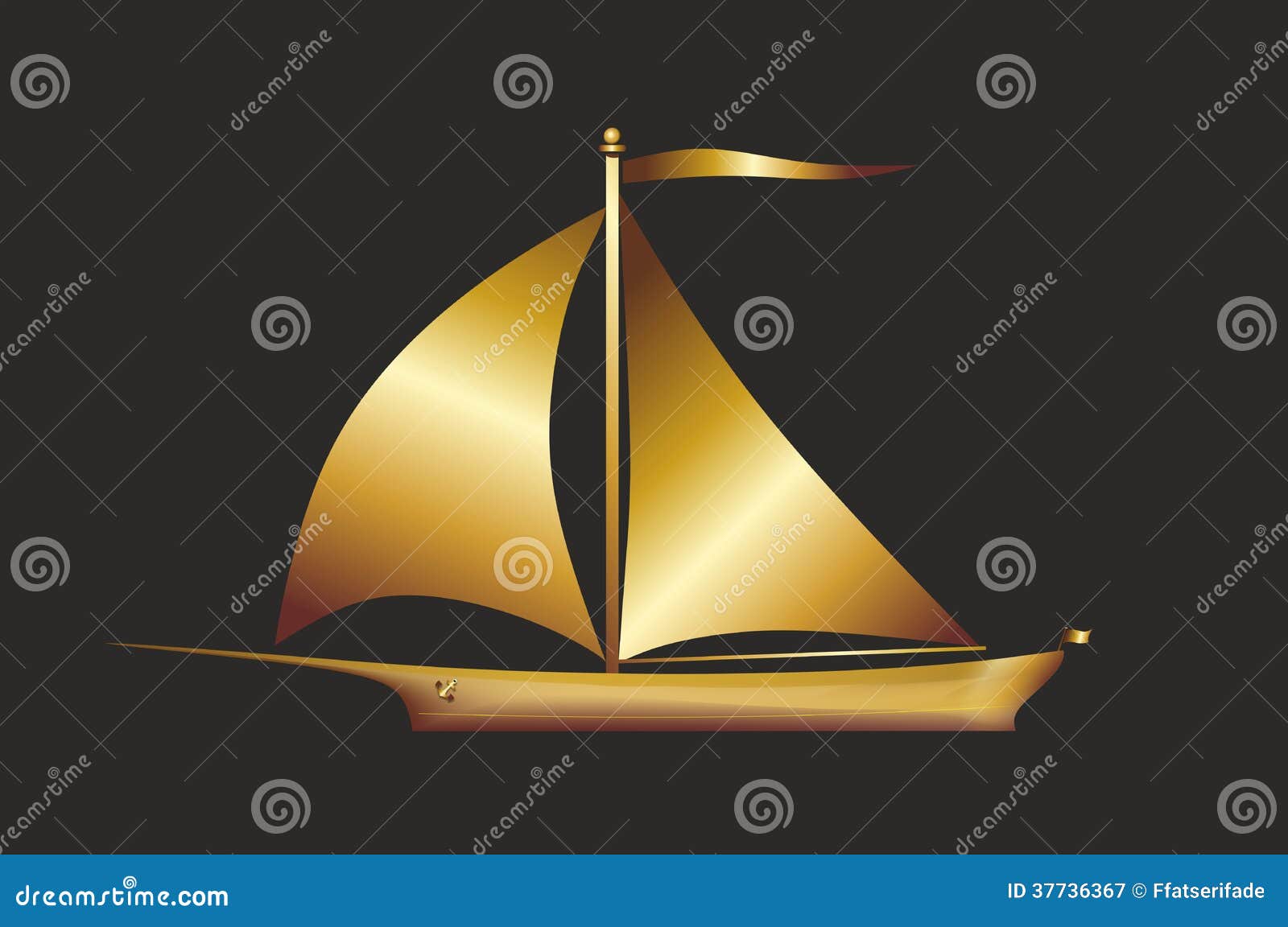 Boat stock illustration. Illustration of golden, sailboat - 37736367