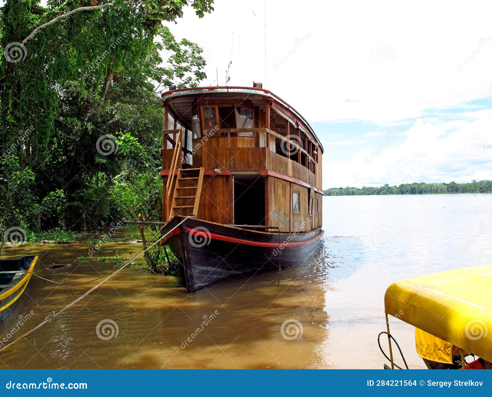 The Boat in Amazon River in Peru, South America Stock Photo - Image of ...