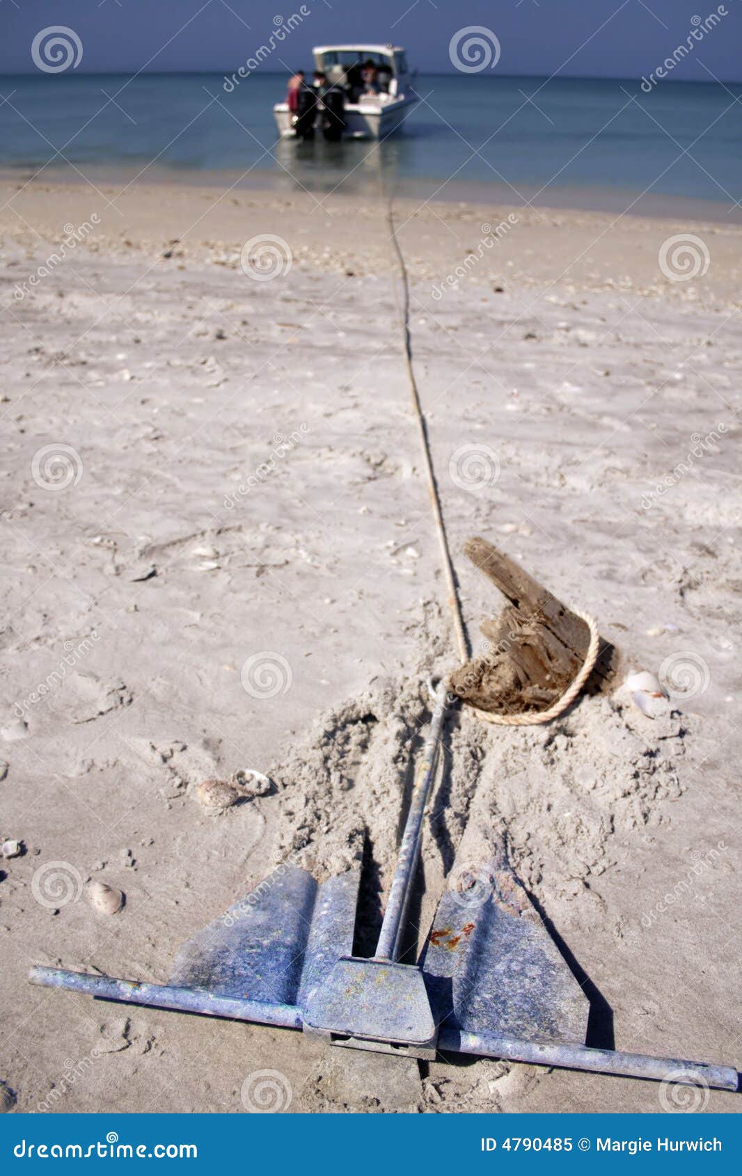 Boat Anchor stock image. Image of cable, sand, cleat, monochrome - 4790485