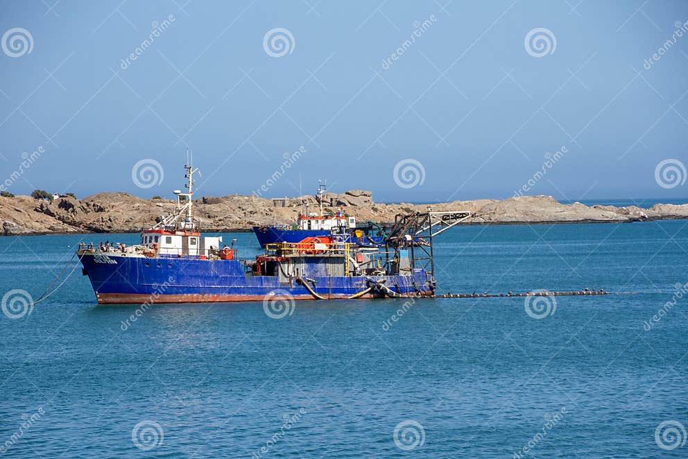 Boat at Anchor in Luderitz Harbour Stock Photo - Image of mining, boat ...