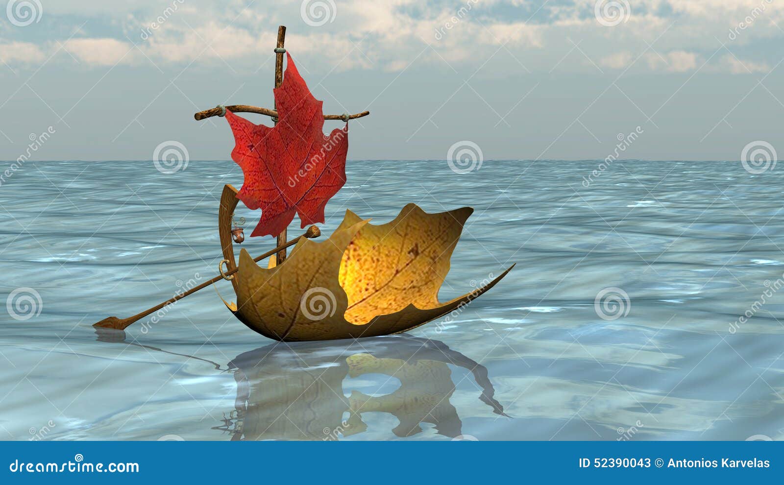 Boat from Autumn Leaves on the Water Surface Stock Image - Image of ...
