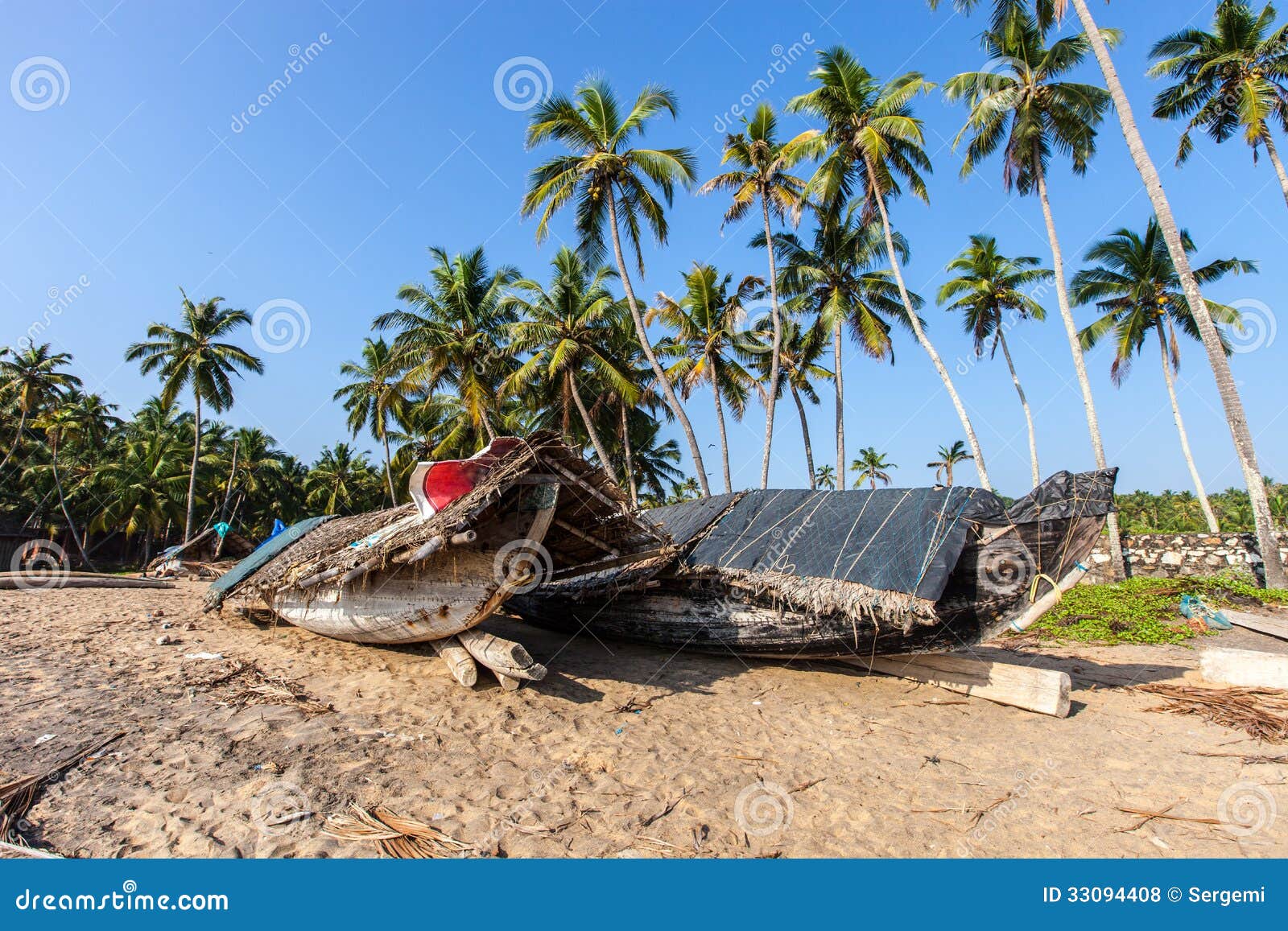 Boat on the Background of Palm Trees Stock Photo - Image of summer ...