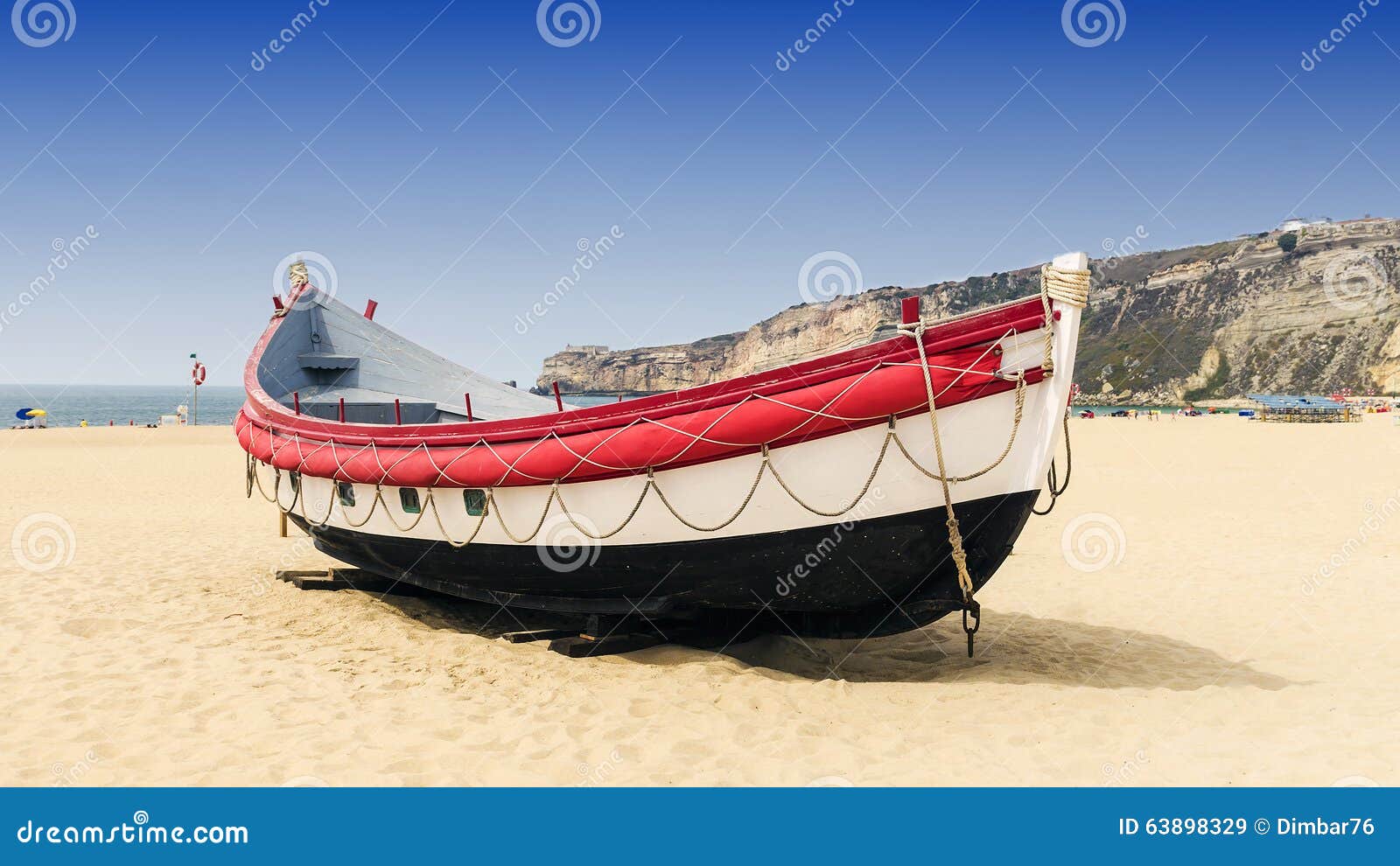 Boat on the Beach in Nazare in Portugal Stock Image - Image of shore ...