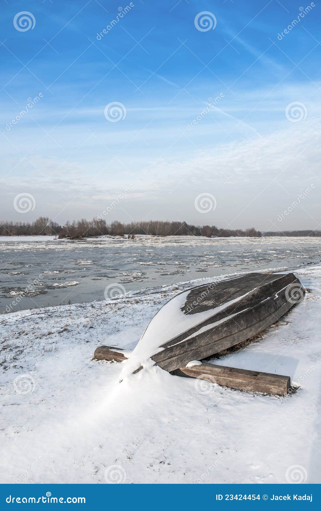 Boat on the Beach in Winter Time Stock Photo - Image of houseboat ...