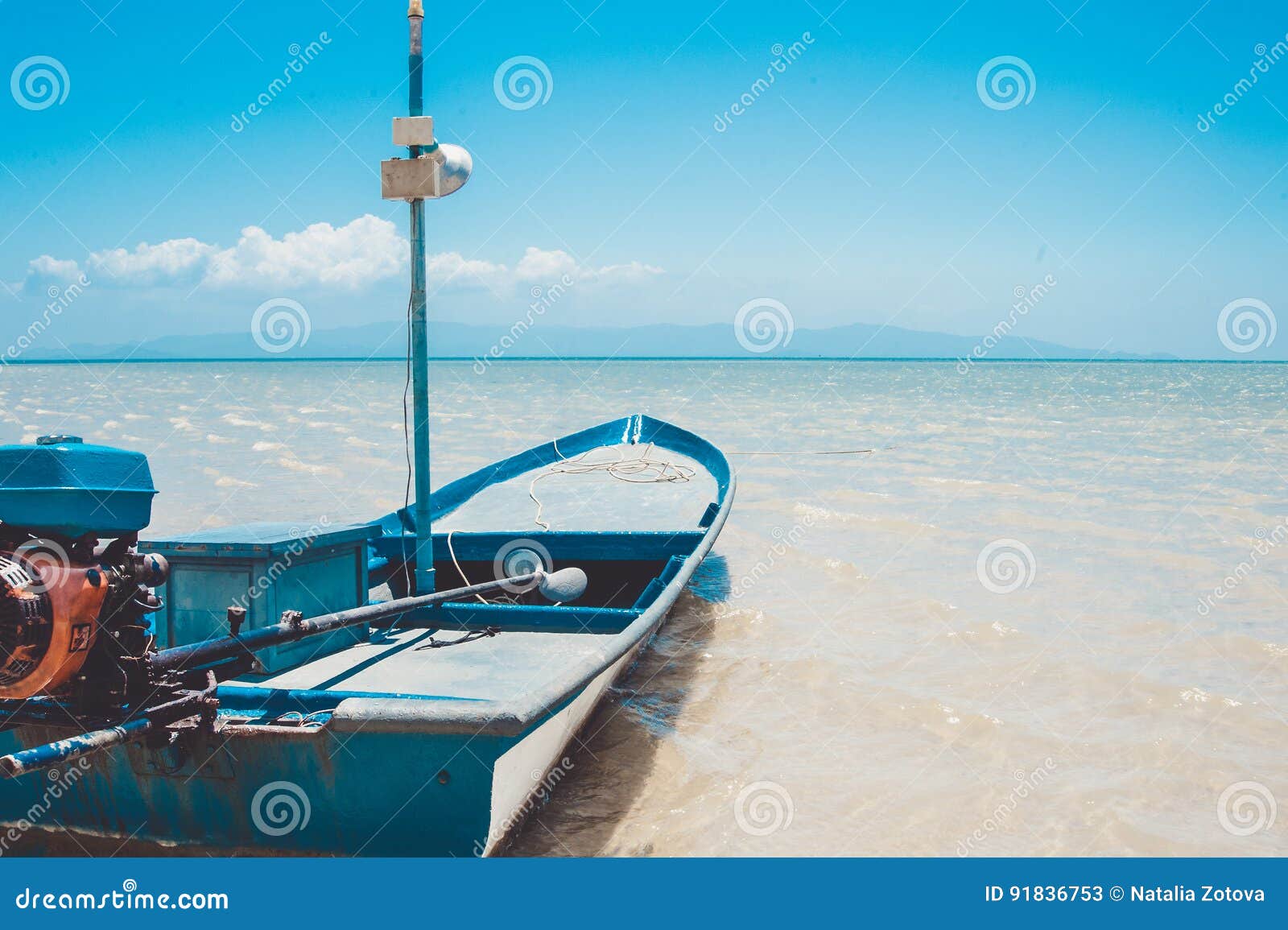 Boat and Beautiful Blue Ocean Stock Image - Image of travel, blue: 91836753