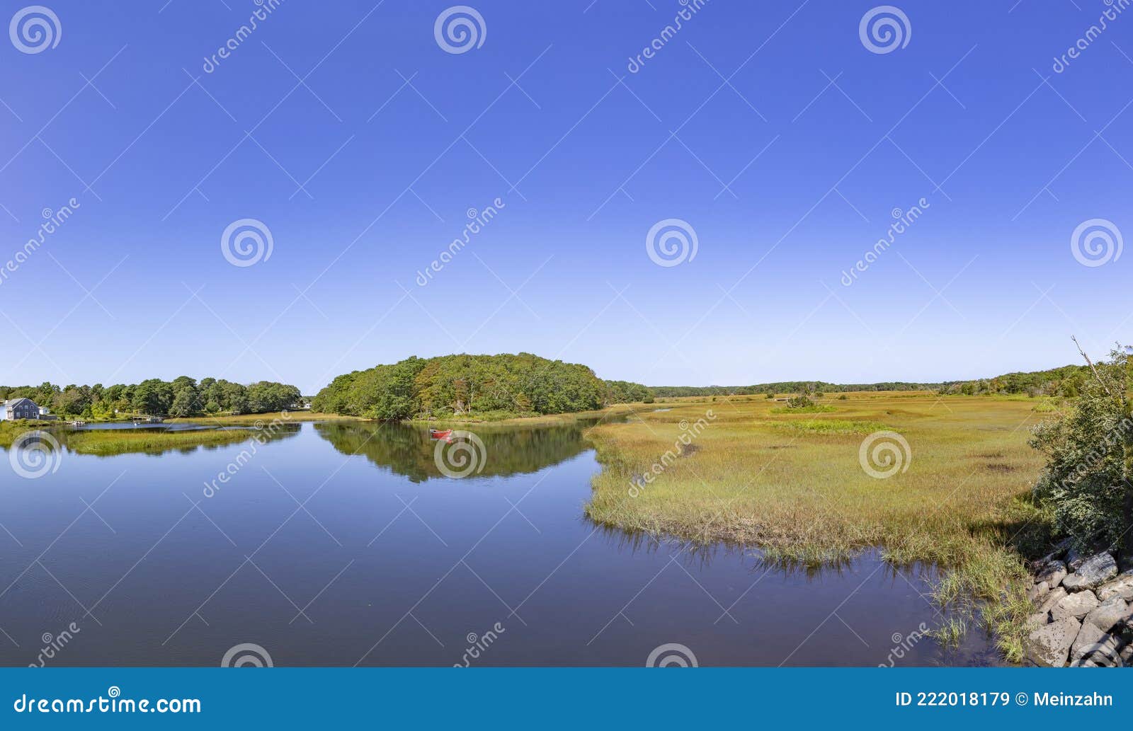 Boat at Beautiful Lake Landscape at Harwich Stock Image - Image of ...