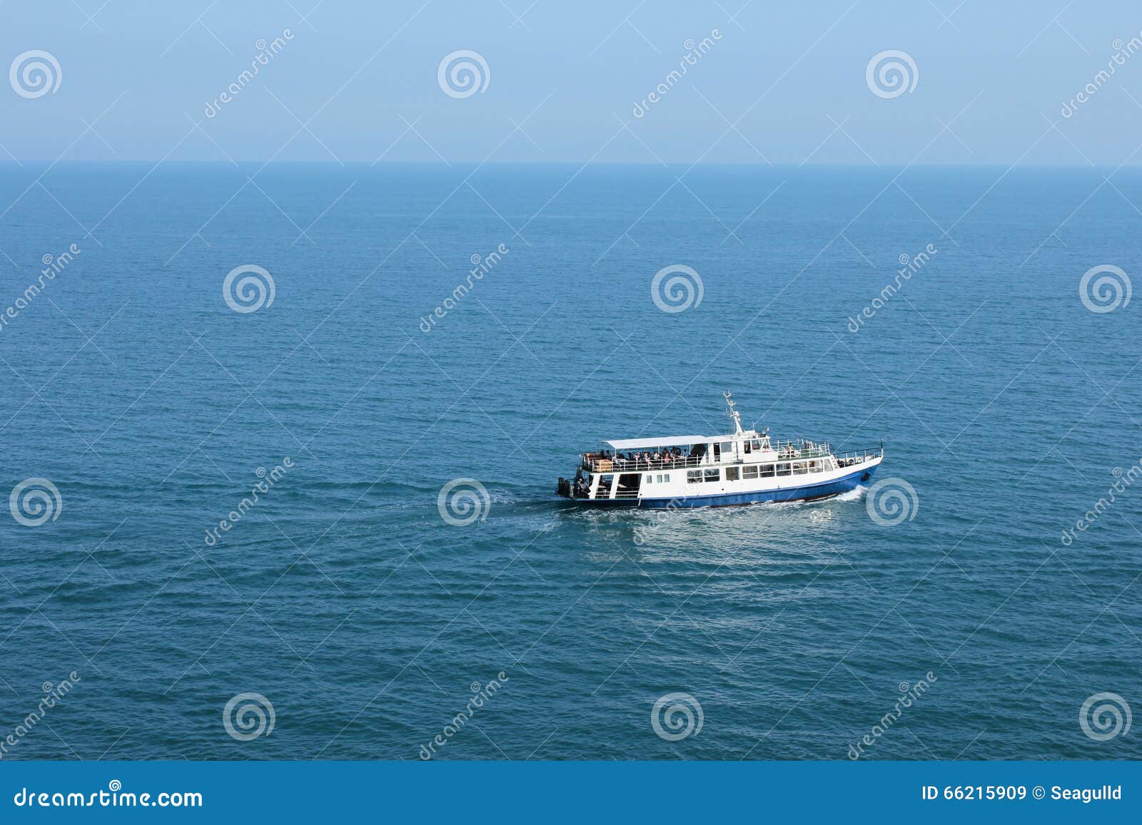 Boat in the blue sea stock image. Image of transport - 66215909