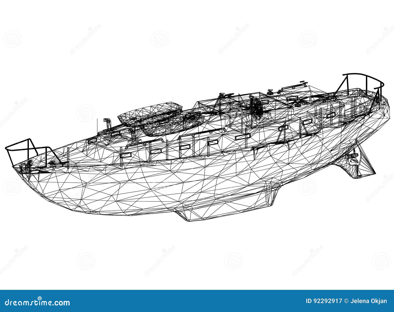 Boat Blueprint â€“ 3D Perspective Stock Illustration - Illustration of ...