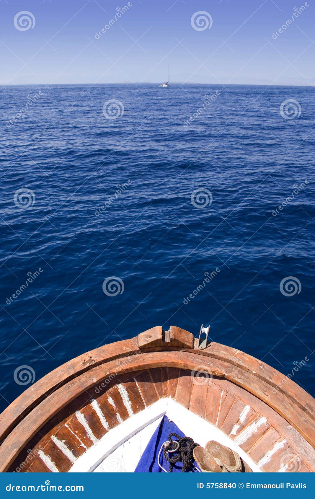 Boat bow stock photo. Image of horizon, fishes, water - 5758840