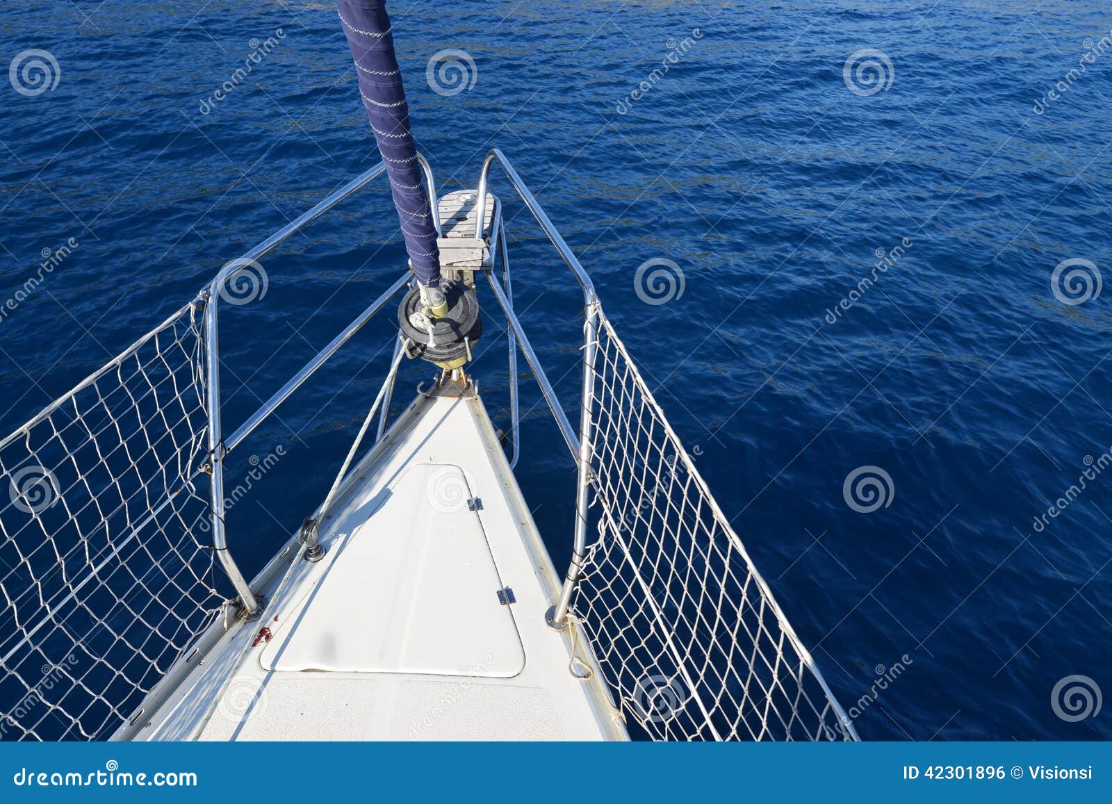 Boat Bow Sailing in Blue Mediterranean Sea Stock Photo - Image of ...