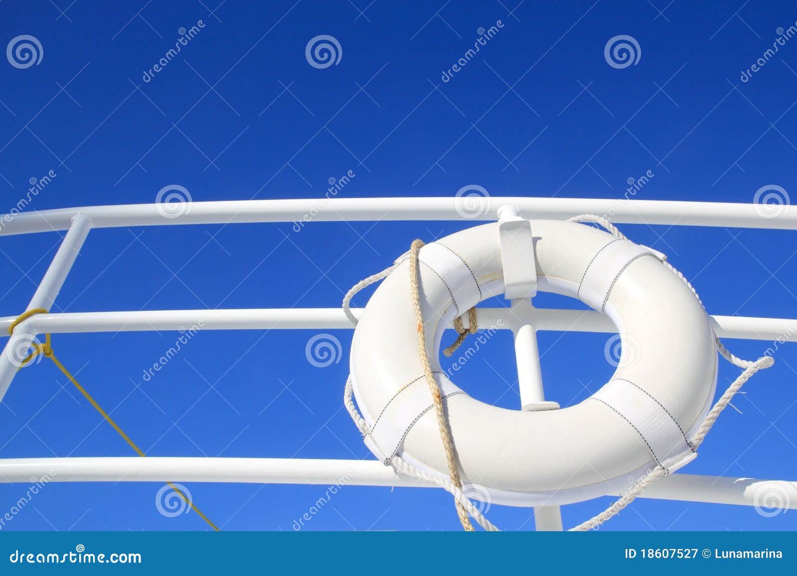 Boat Buoy White Hanged in Railing Summer Blue Sky Stock Image - Image ...