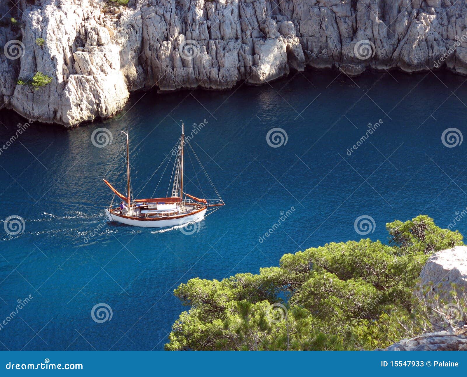 Boat in the Calanques of Marseille Stock Image - Image of inlet ...