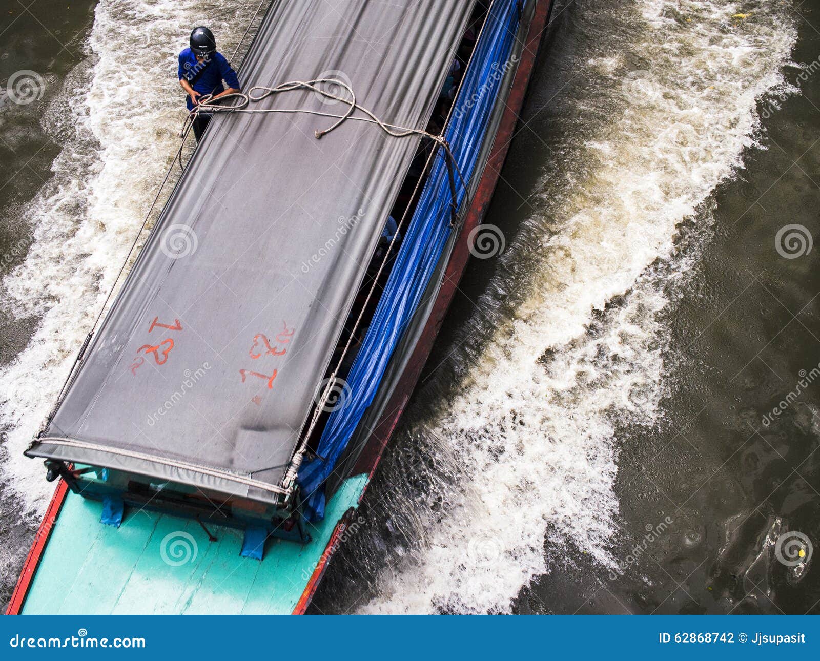 Boat in canal top view stock photo. Image of boat, drifting - 62868742
